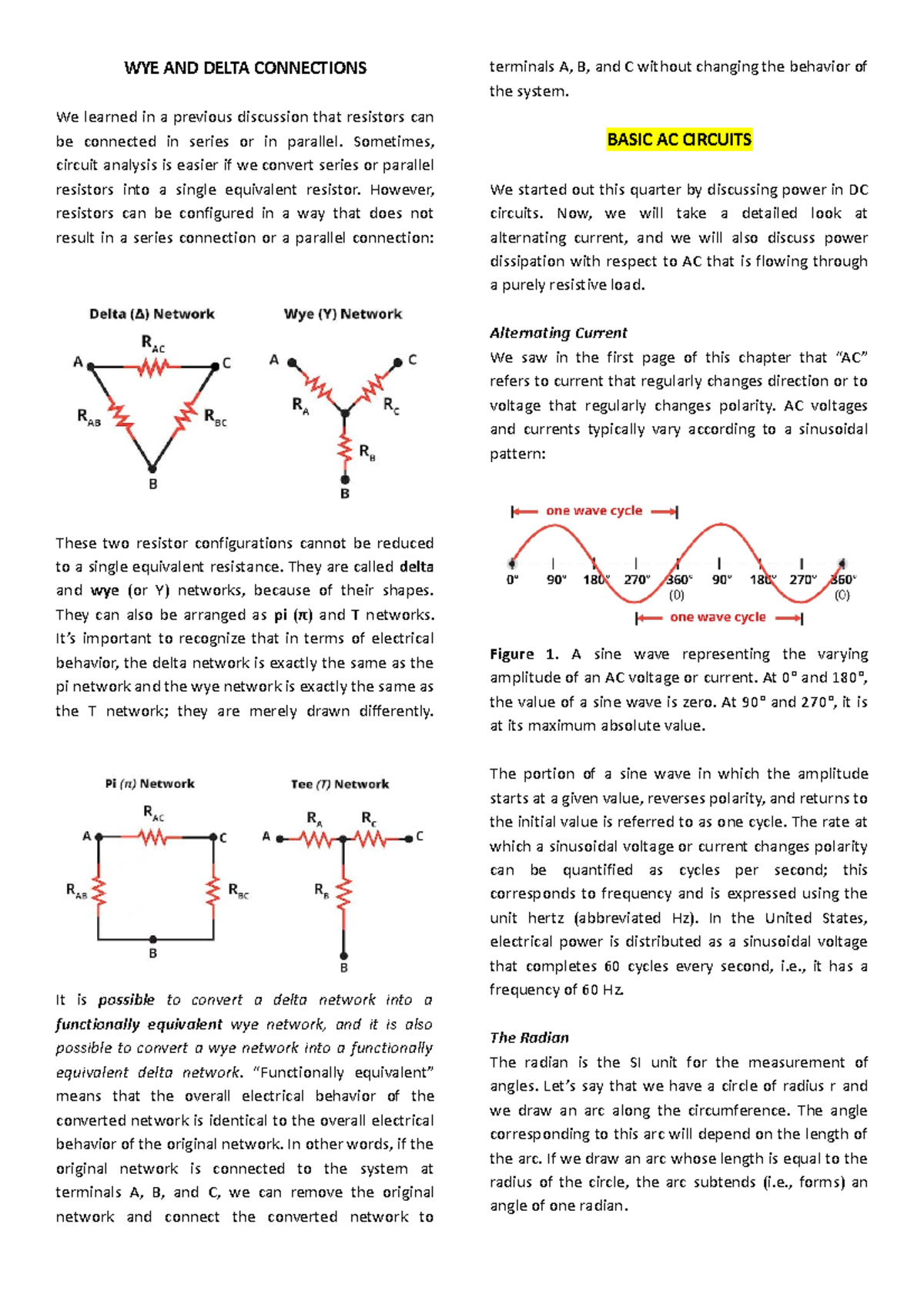 WYE AND Delta Connections Basic AC Circuits 3 - WYE AND DELTA ...