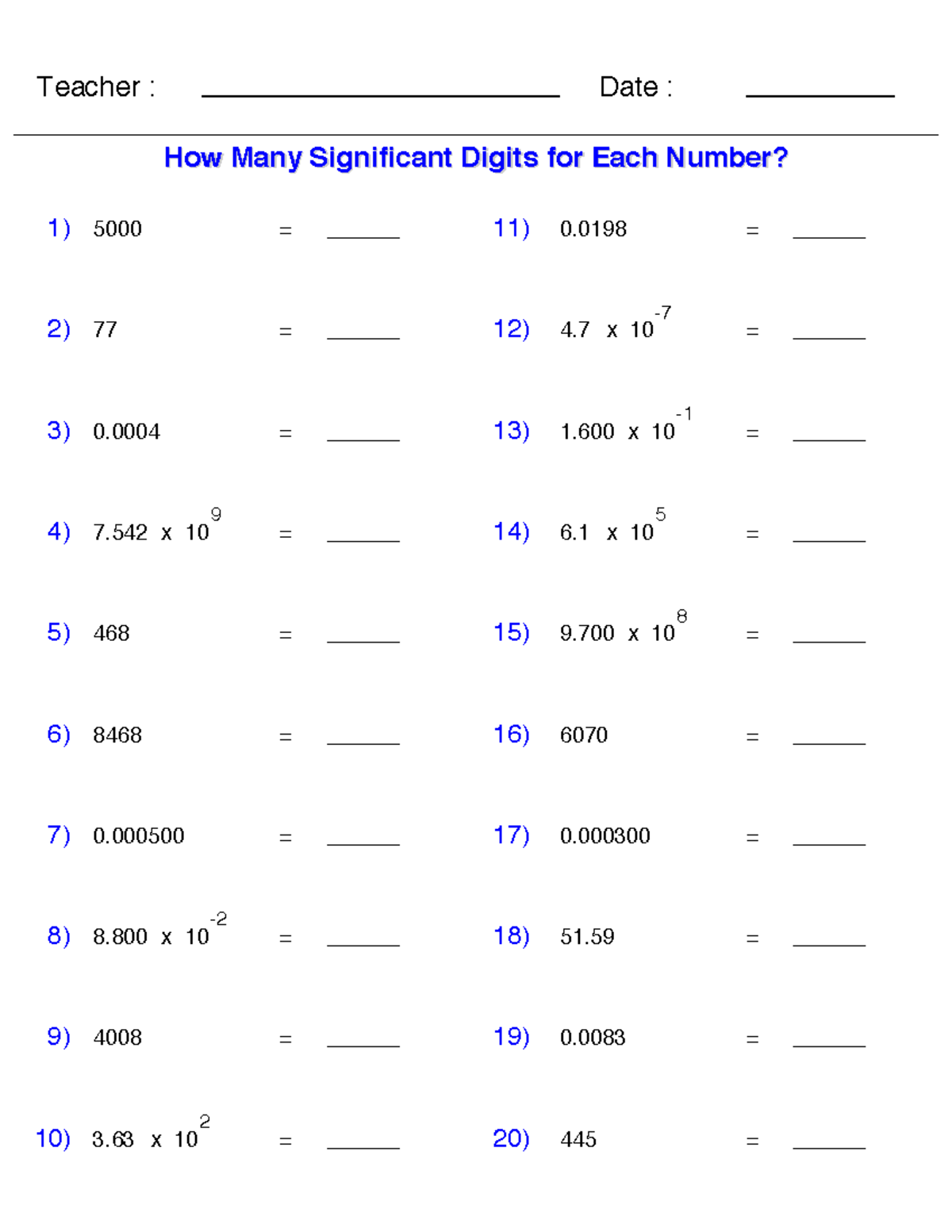 Significant identify #3 - Teacher : Date : How Many Significant Digits ...