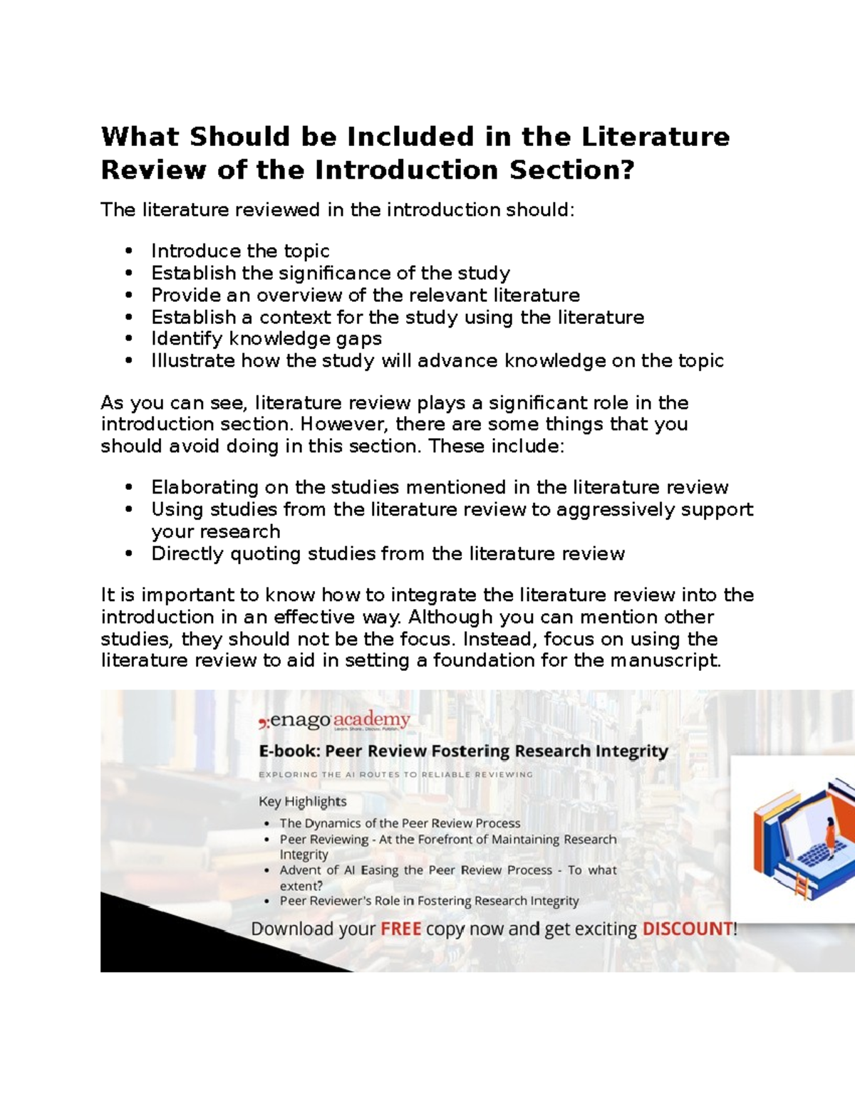 Present literature review - What Should be Included in the Literature ...