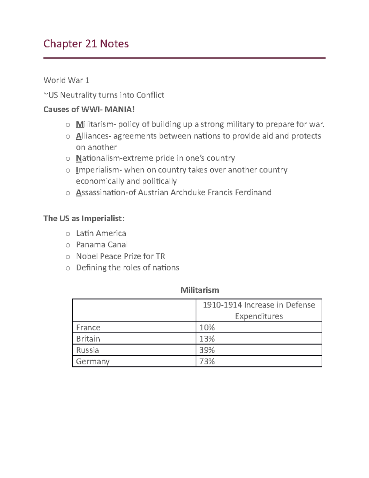 Chapter 21 Notes - Chapter 21 Notes World War 1 ~US Neutrality turns ...