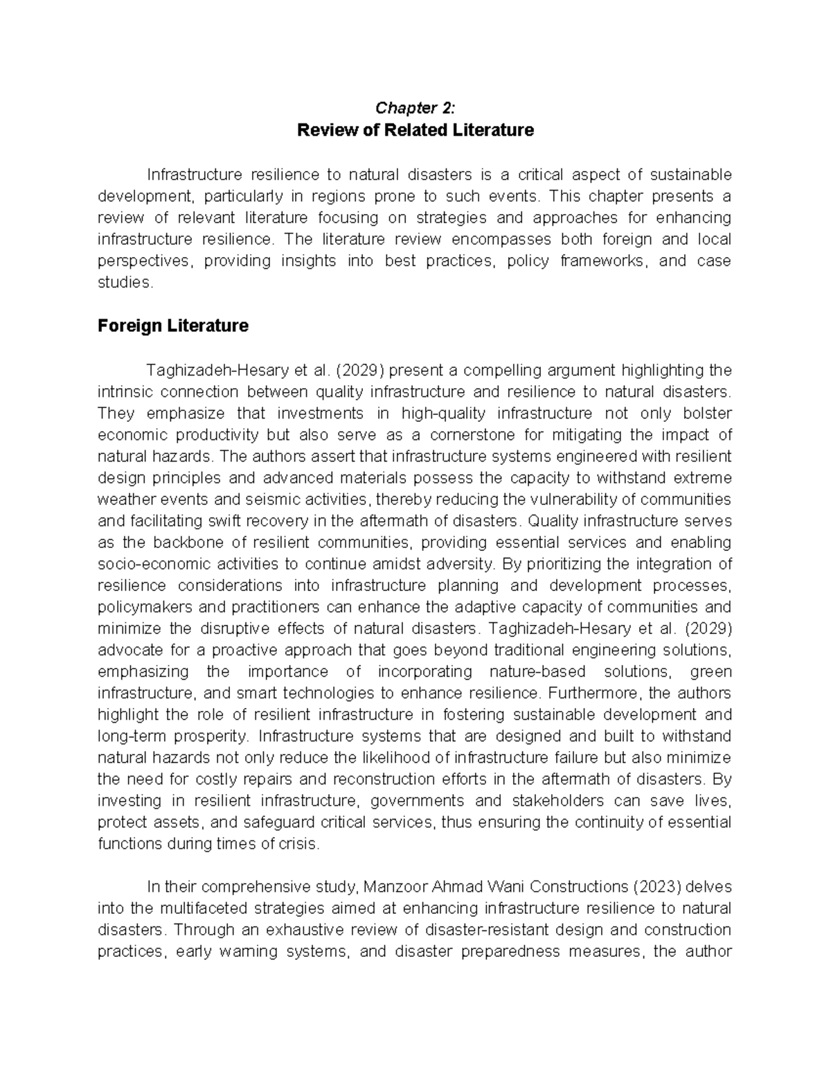 RRL - rrl - Chapter 2: Review of Related Literature Infrastructure ...