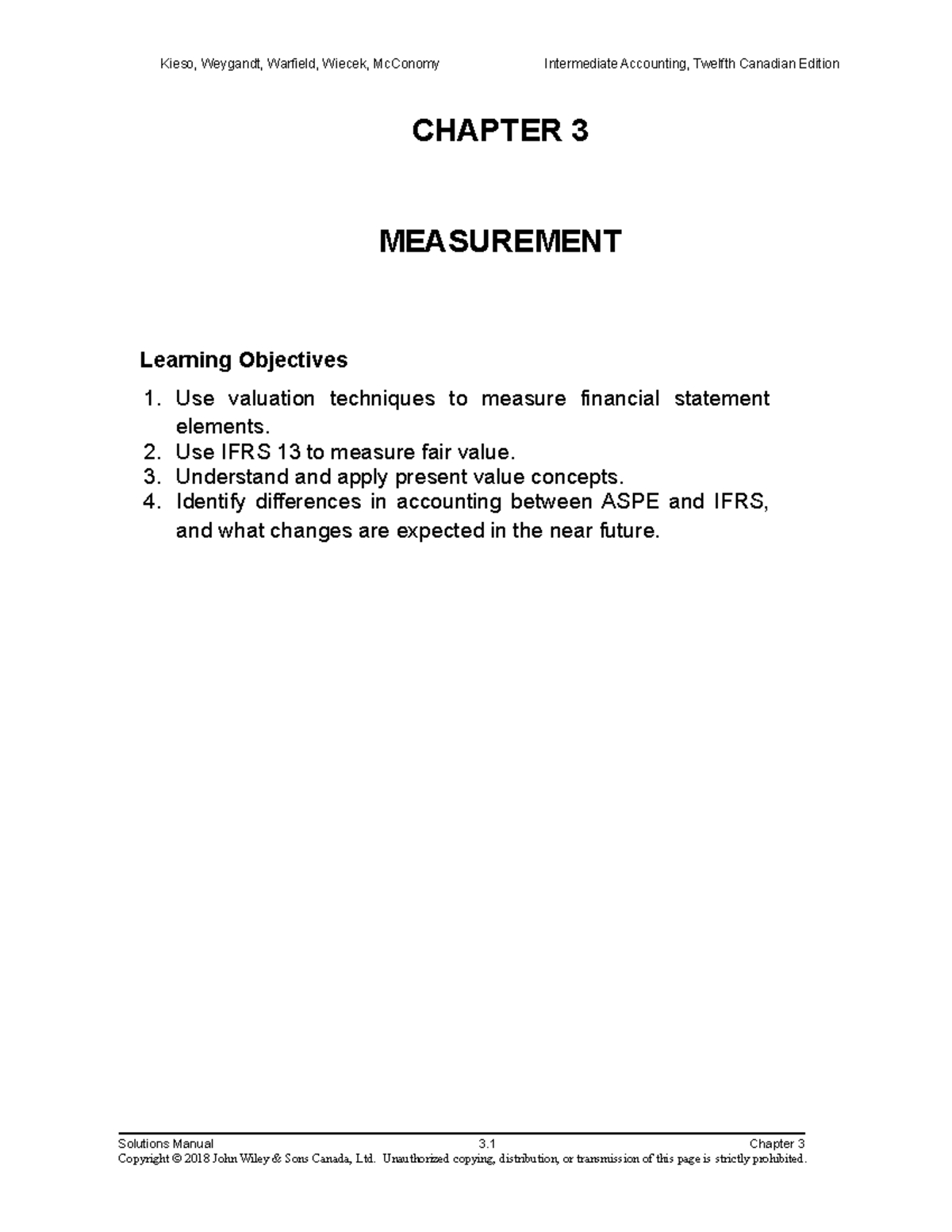 Ch03 - TEXTBOOK SOLUTIONS - CHAPTER 3 MEASUREMENT Learning Objectives 1. Use valuation ...