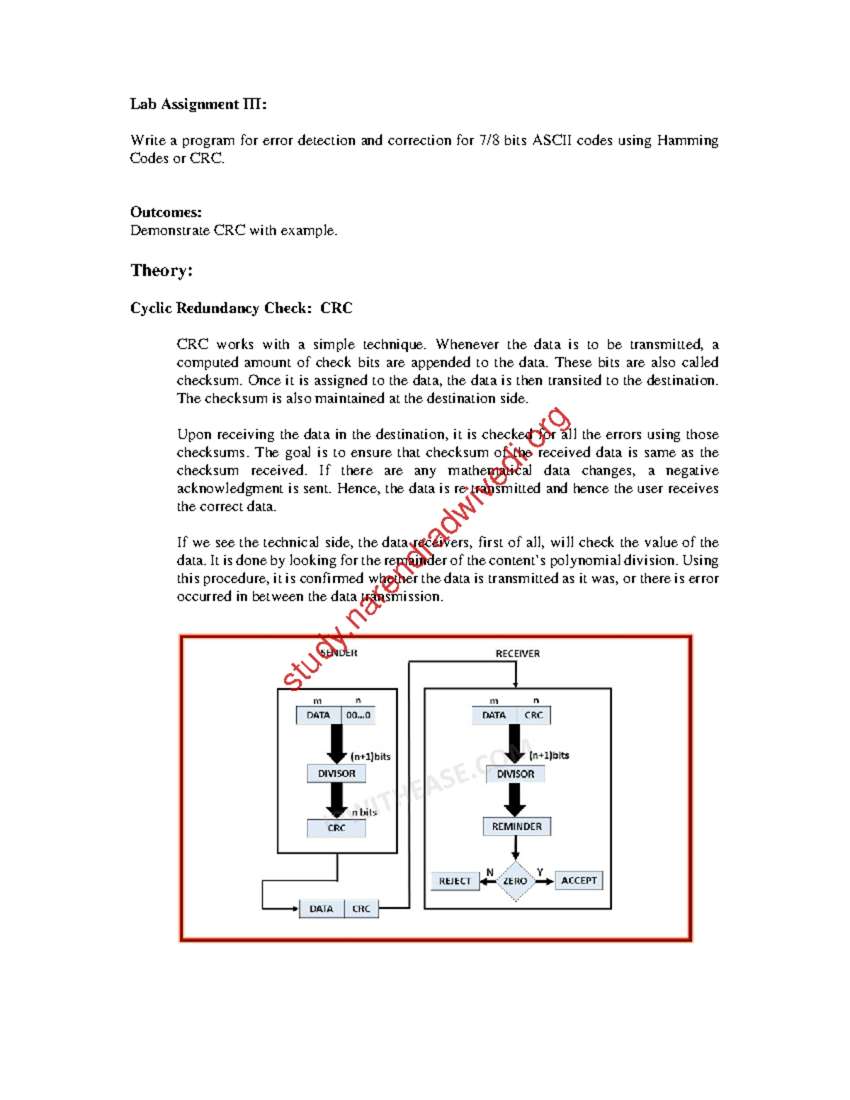 CNS Assignment 3 - CNL - Lab Assignment III: Write a program for error detection and correction ...
