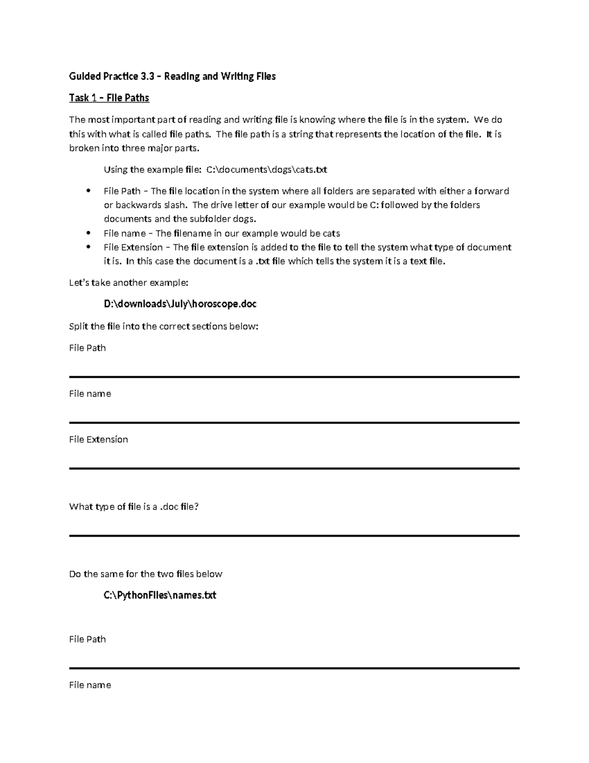 Guided Practice 3 - We do this with what is called file paths. The file ...