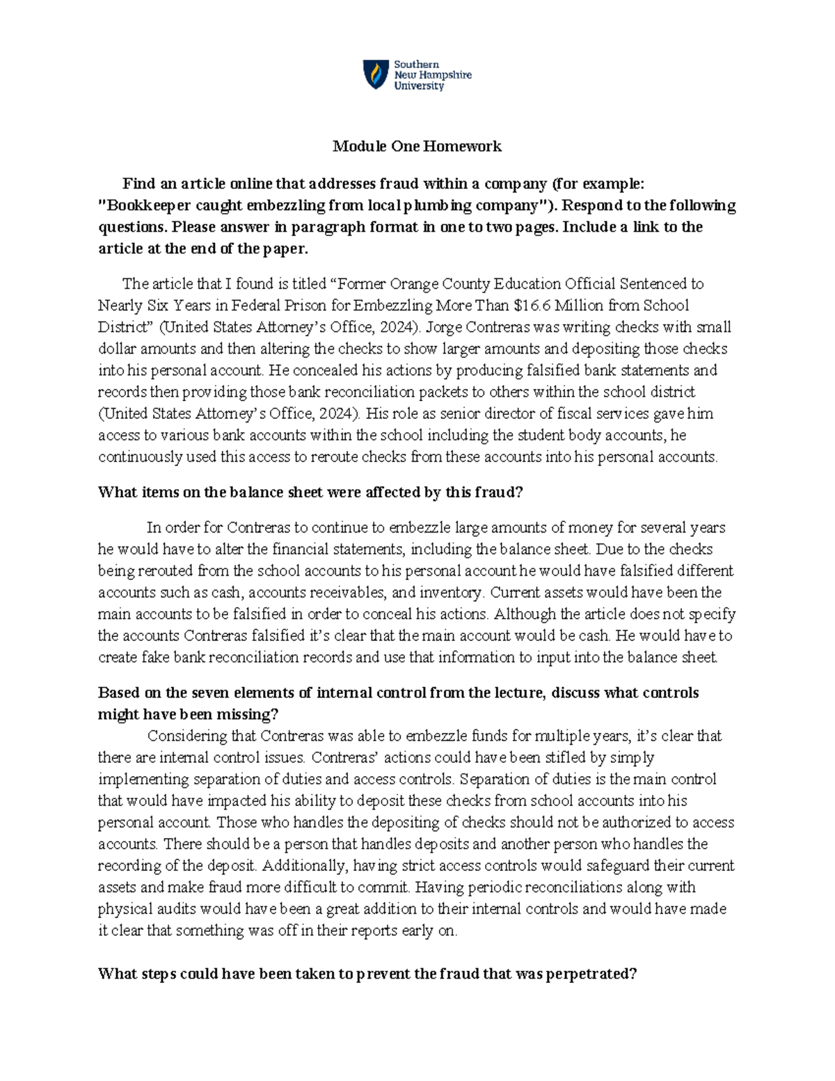 Module One Homework - Module One Homework Find an article online that ...