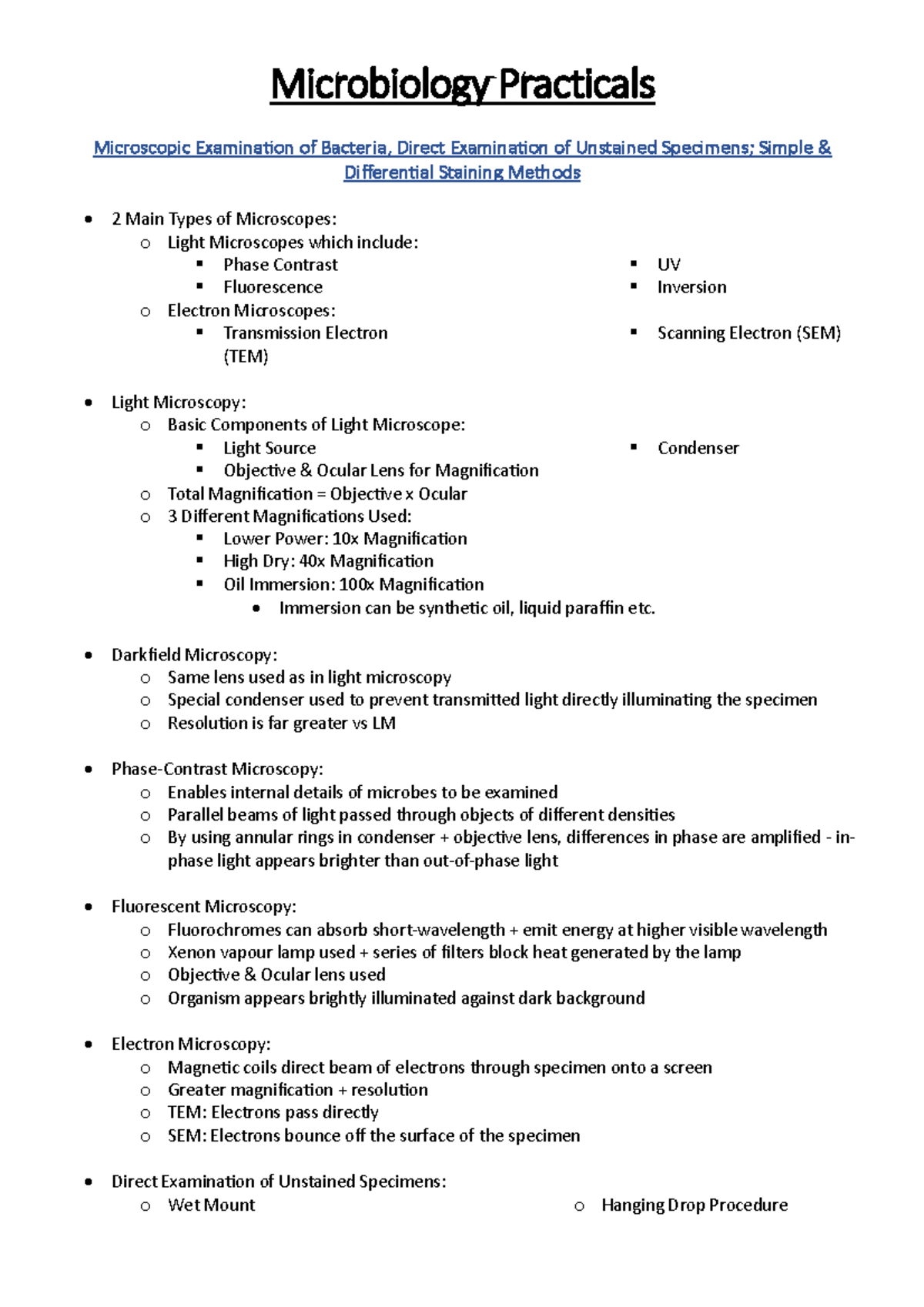 Microbiology Practicals - Studocu