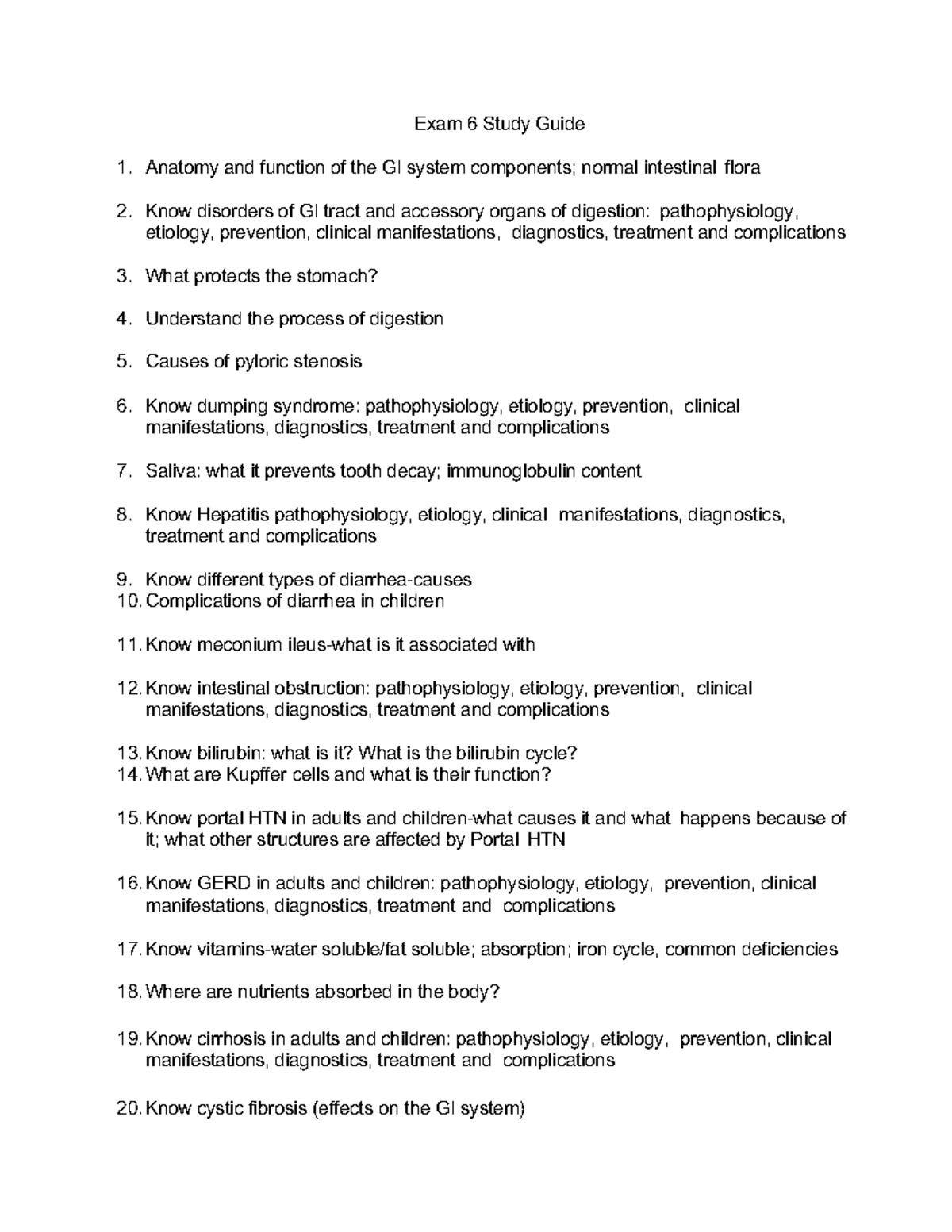 Unit 6 Study Guide 2021 - Exam 6 Study Guide Anatomy and function of ...