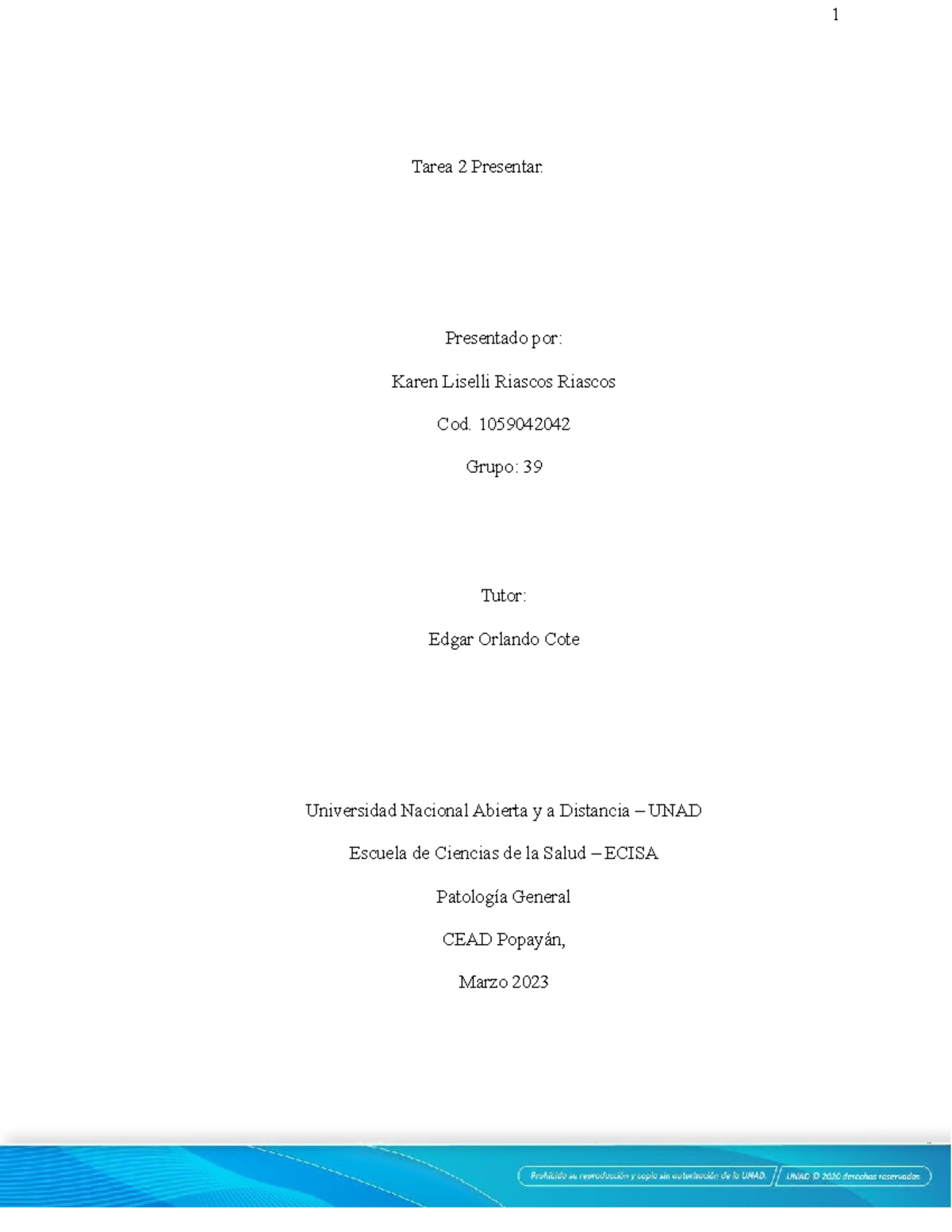 Tarea 2- Presentar - Karen Riascos - Tarea 2 Presentar. Presentado por ...