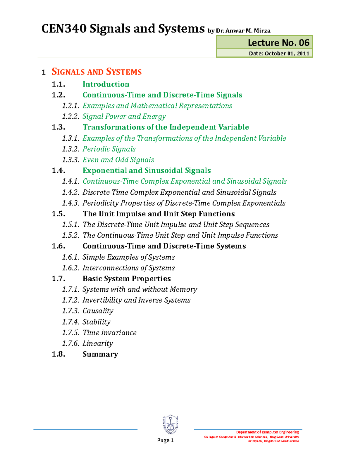 Lecture 06 Signals 03 • Cloud computing at a glance - Lecture No. 06 ...