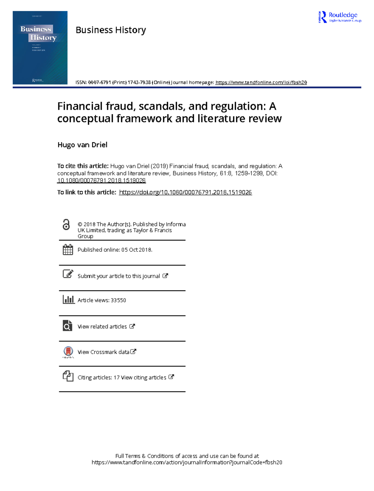Financial fraud scandals and regulation A conceptual framework and ...