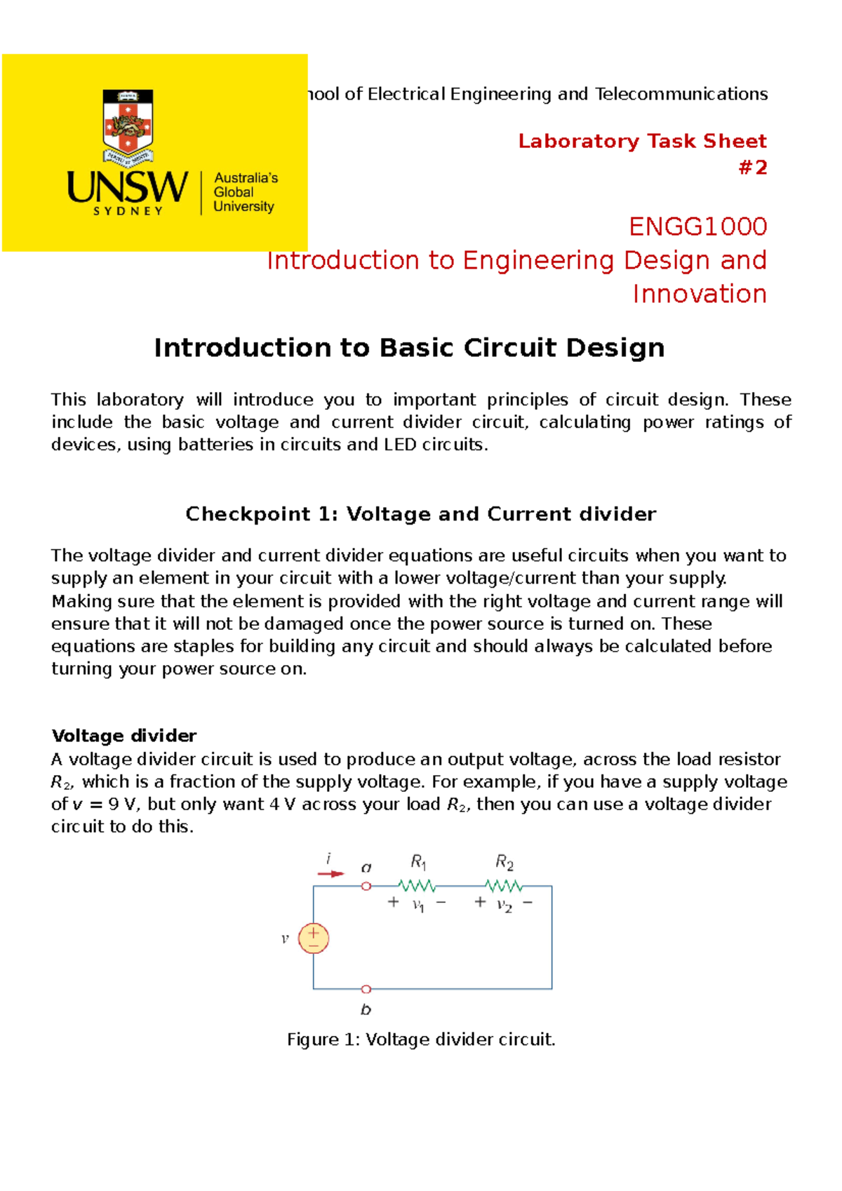 Lab 2 Tasksheet - ENGG1000 - UNSW Sydney - Studocu