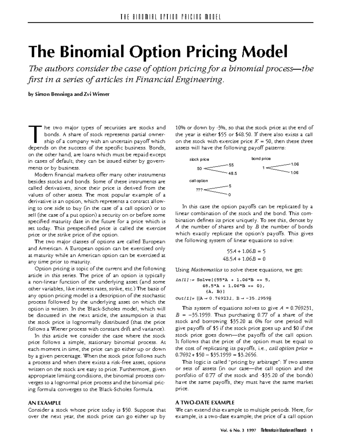 Mi ER63 - how to use binomial models to price options - The Binomial ...