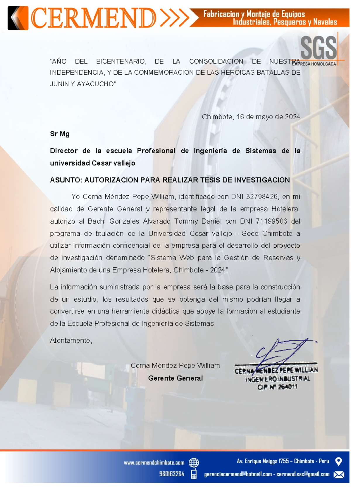 Carta DE Respuesta - xzzzz - “AÑO DEL BICENTENARIO, DE LA CONSOLIDACION ...