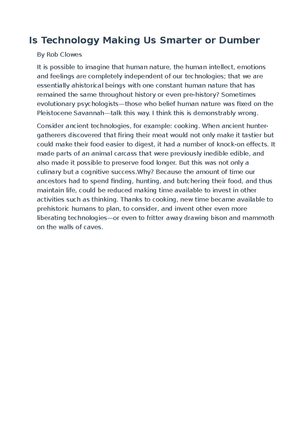 3 Minute Persuasive Example - Is Technology Making Us Smarter or Dumber ...