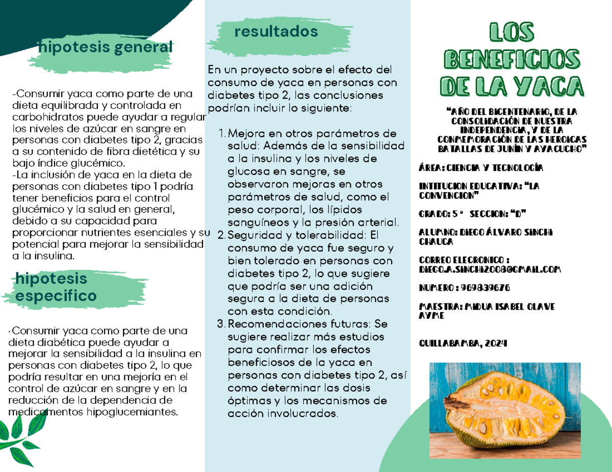 Tríptico informativo del frutipan - LOSLOS BENEFICIOS BENEFICIOS DE LA ...