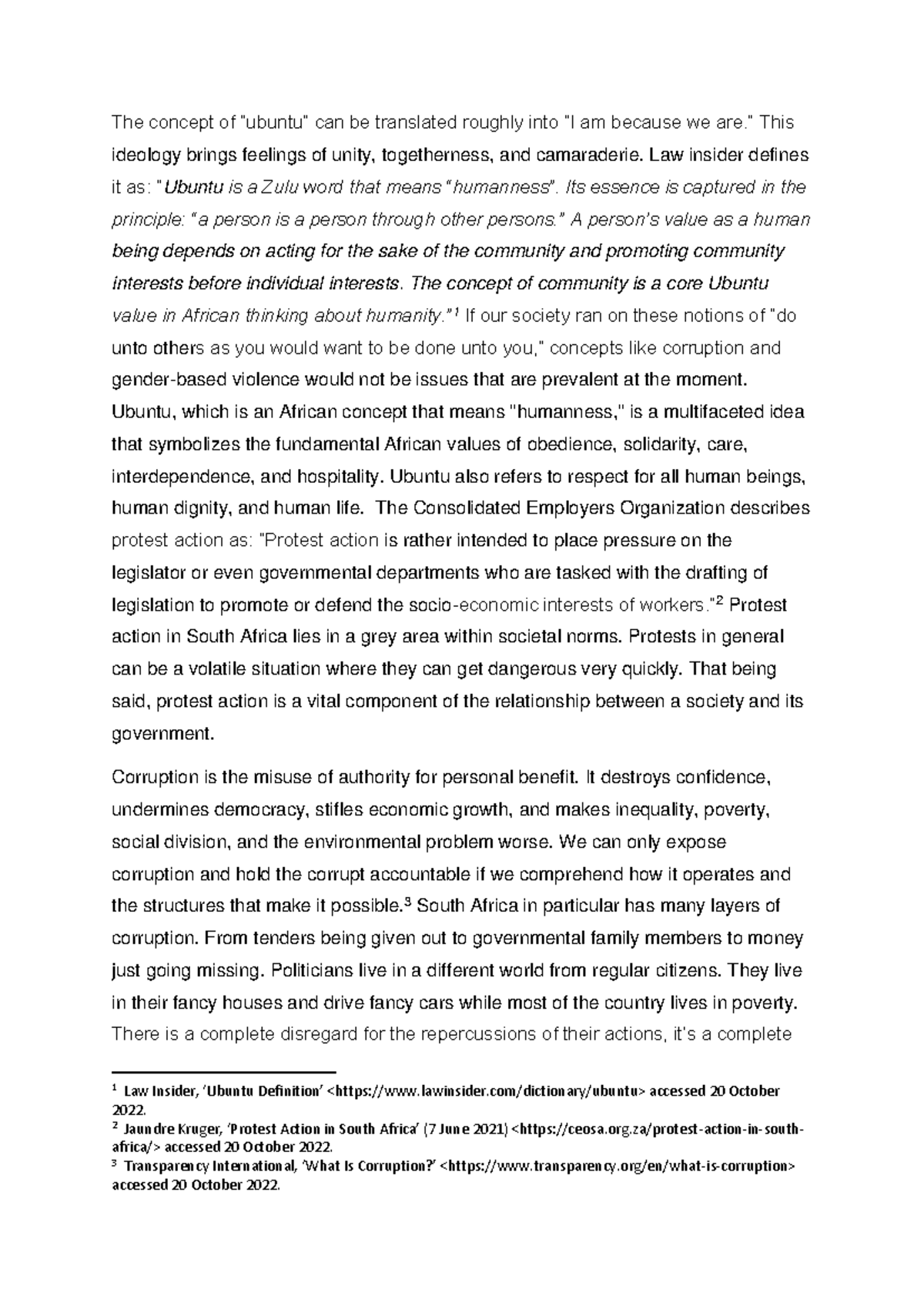 Ubuntu analysis - Essay question answered - The concept of “ubuntu” can ...