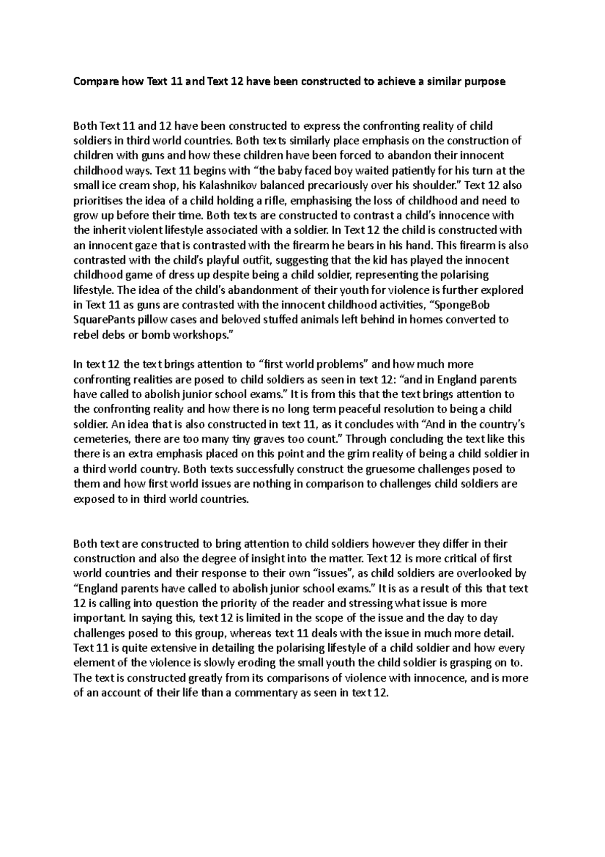 Interpretive Prac - wddsdwdwwddw - Compare how Text 11 and Text 12 have ...