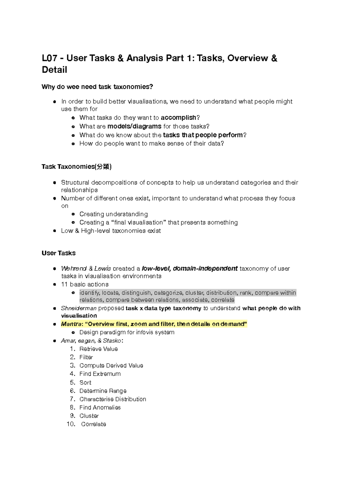 L07 User Tasks - L07 - User Tasks & Analysis Part 1: Tasks, Overview ...