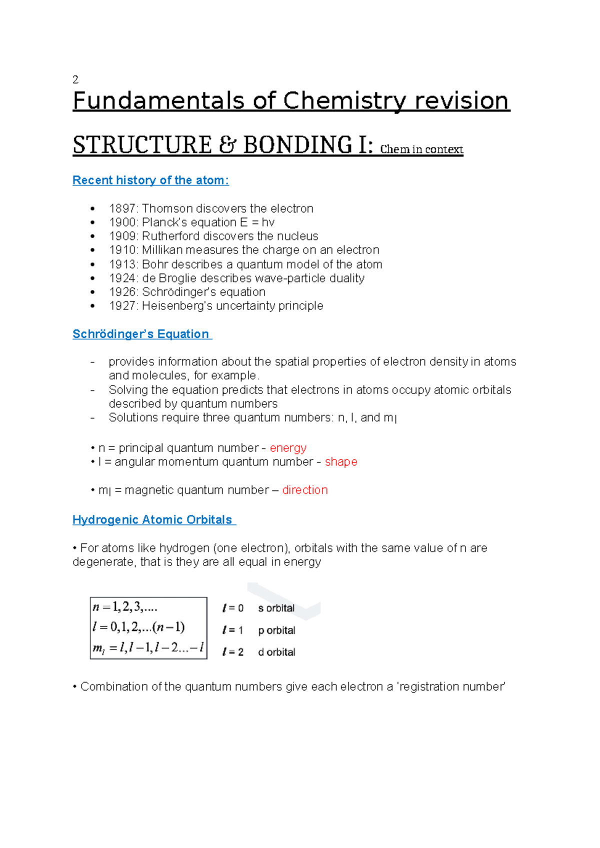 MPharm Fundamental Chem - 2 Fundamentals of Chemistry revision ...