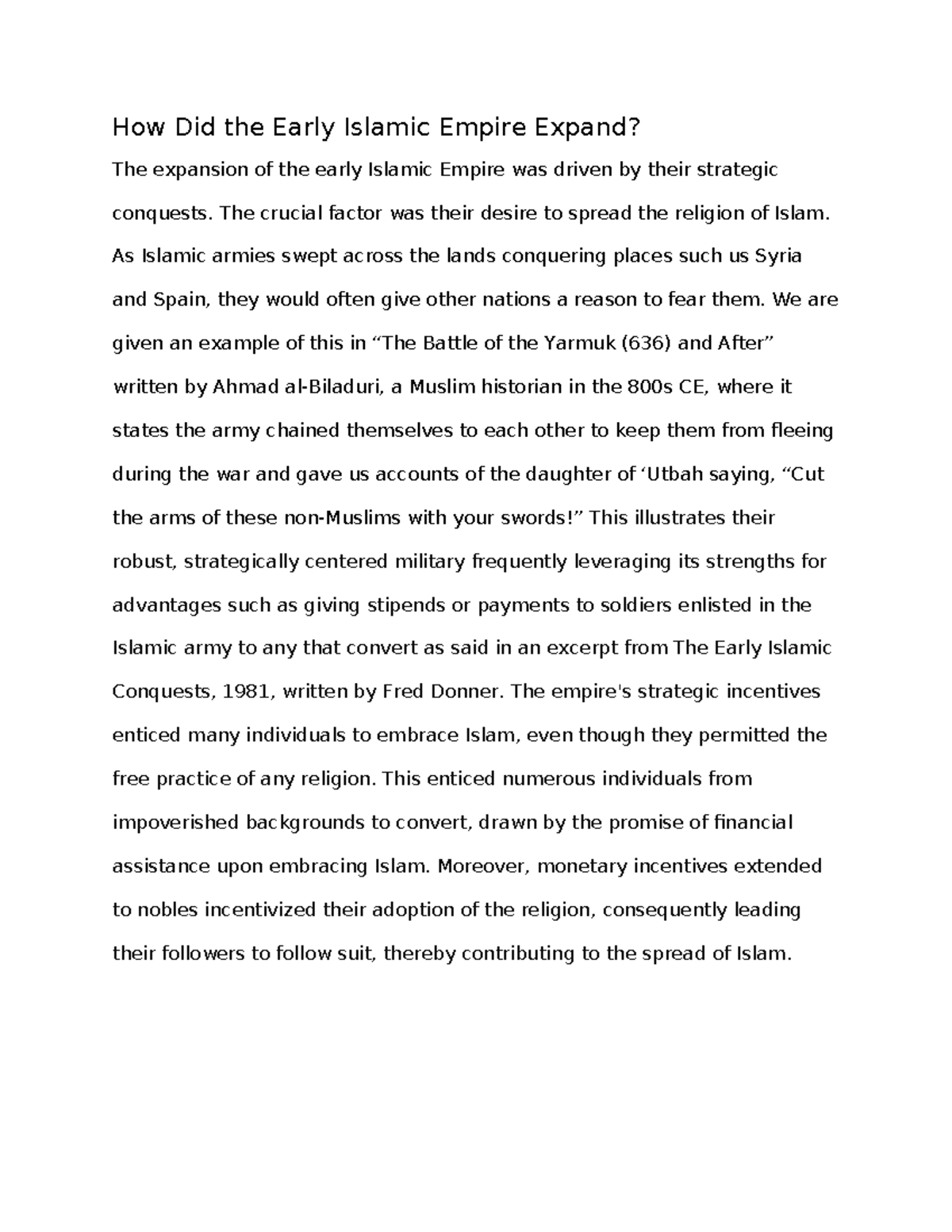 Islamic Empire Expand Paragraph - How Did the Early Islamic Empire ...