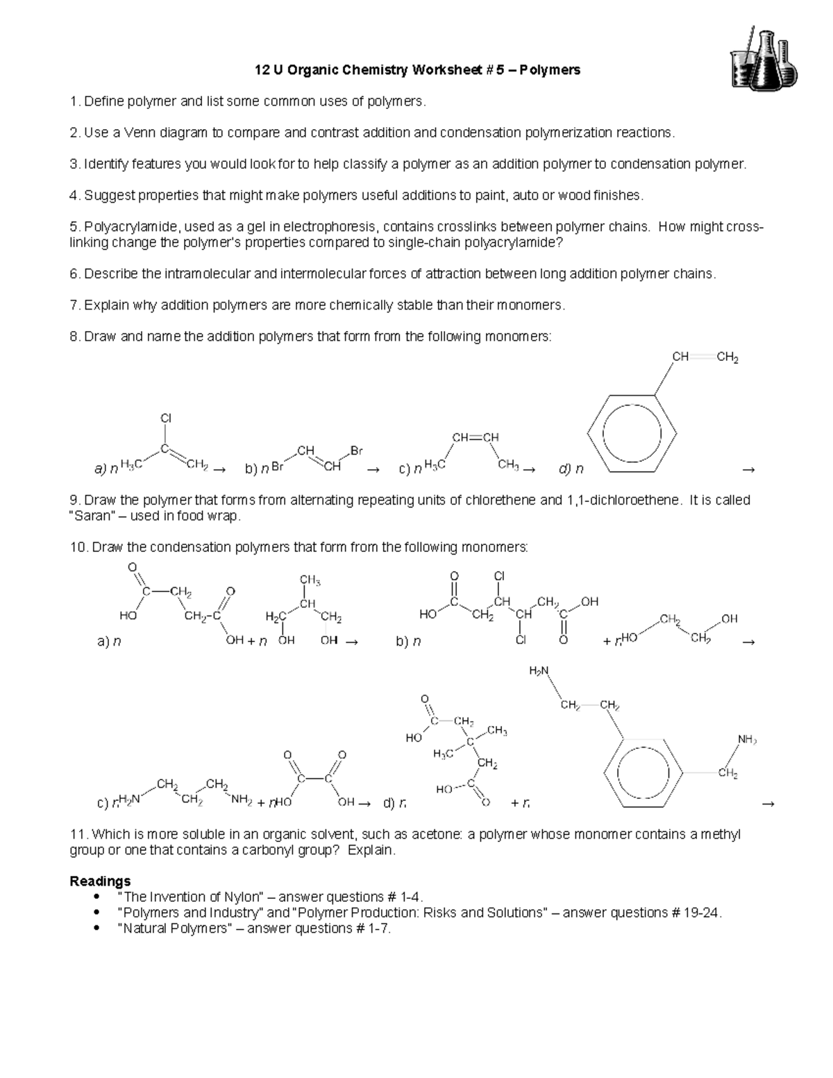 What is Co-op bhuvhyvh - 12 U Organic Chemistry Worksheet # 5 ...