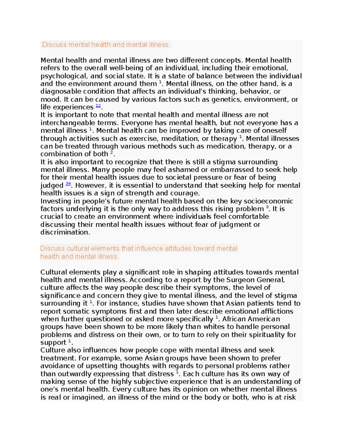 Mental Health Notes - Discuss mental health and mental illness. Mental ...