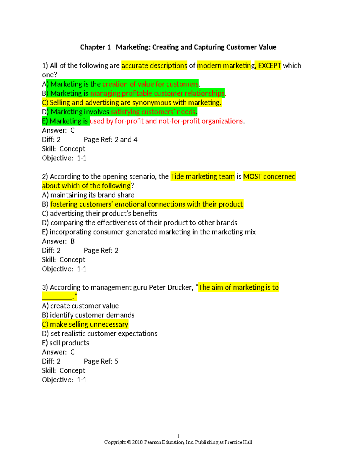 Kotler Chapter 1 - marketing - Chapter 1 Marketing: Creating and Capturing Customer Value All of ...