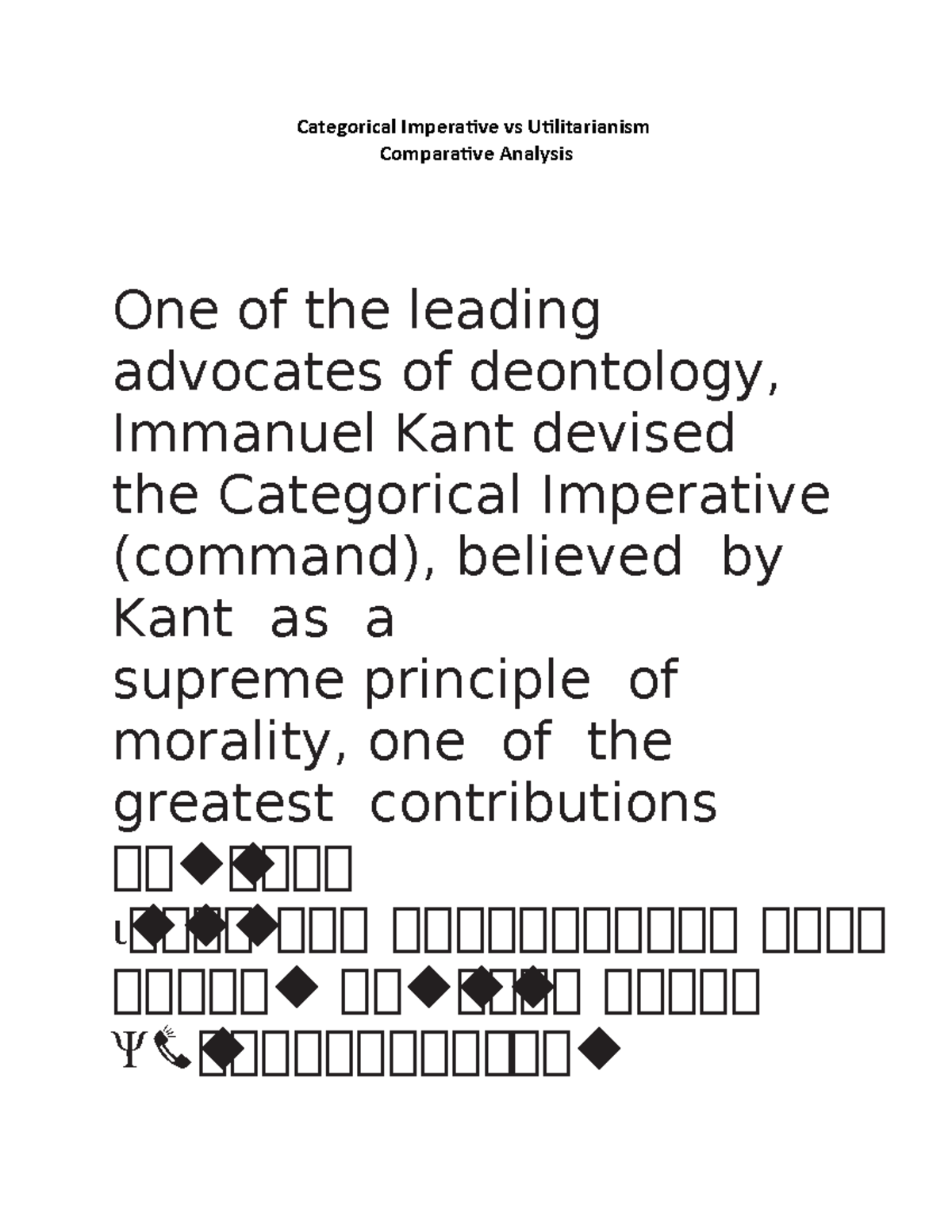 Categorical Imperative vs Utilitarianism - Categorical Imperative vs ...