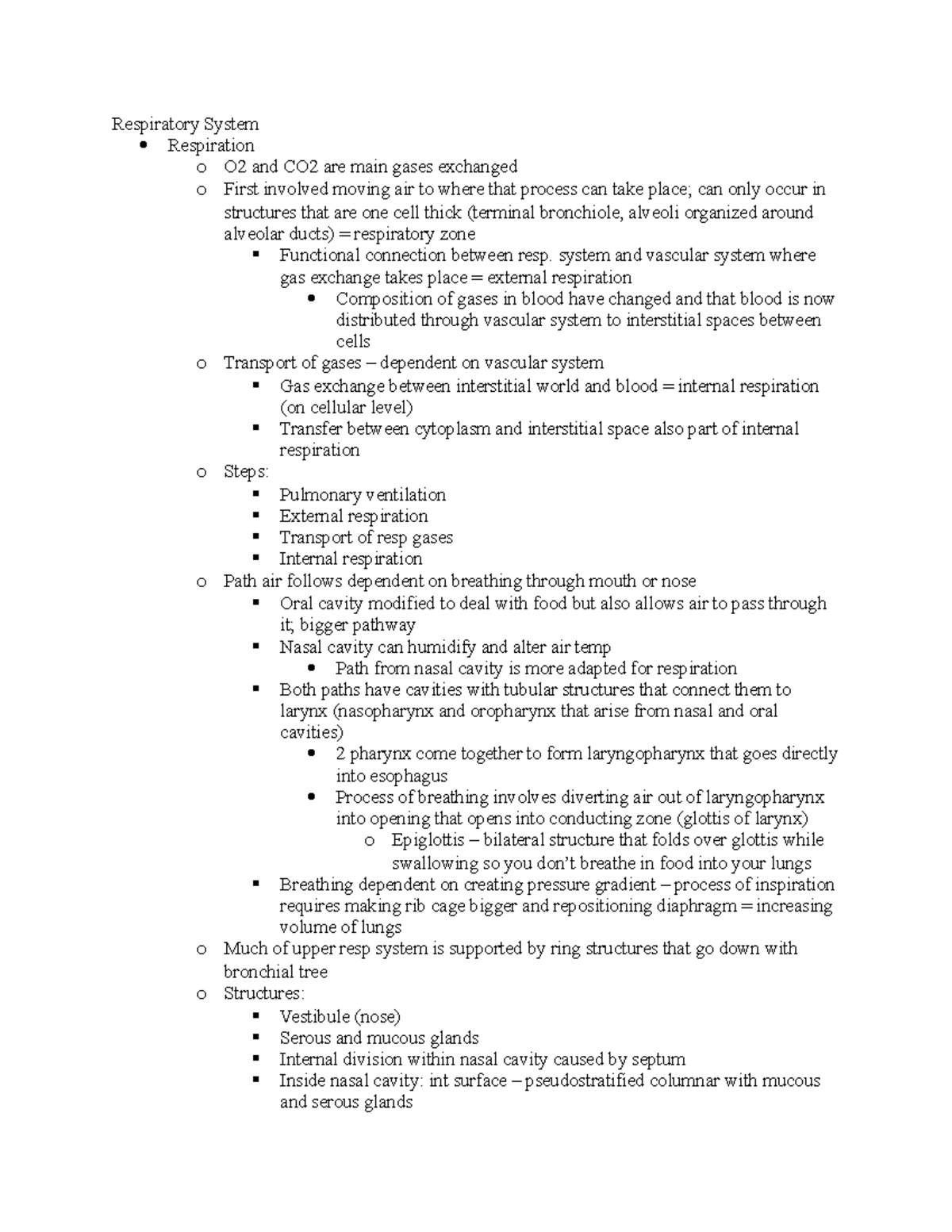 Respiratory system - Anatomy II lecture notes with Anthony Uzwiak for ...