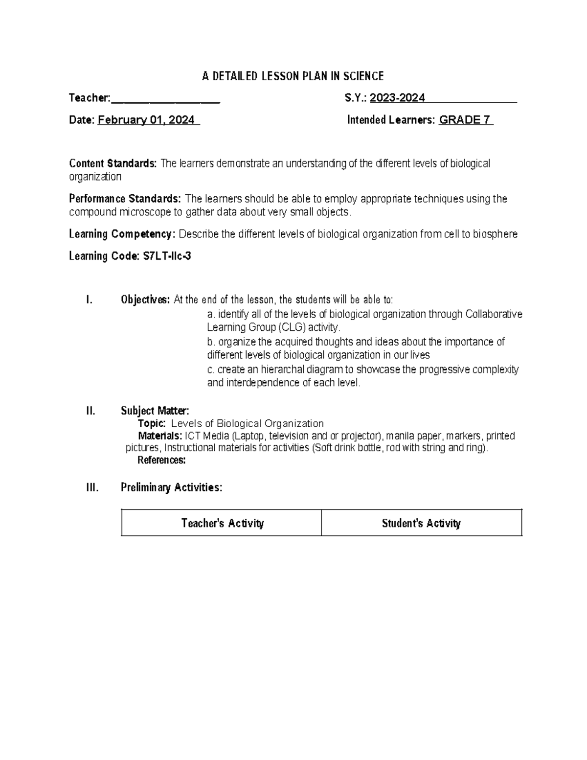 4As DLP 1 - 4As lesson plan template - A DETAILED LESSON PLAN IN ...