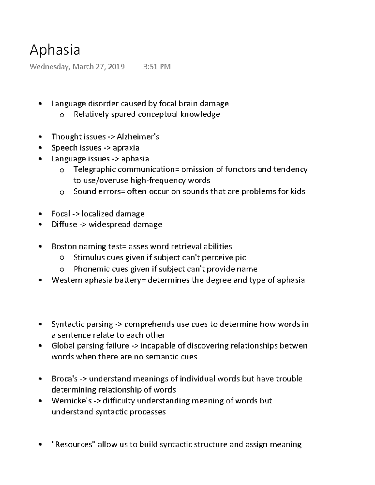 Aphasia - Language disorder caused by focal brain damage Relatively ...