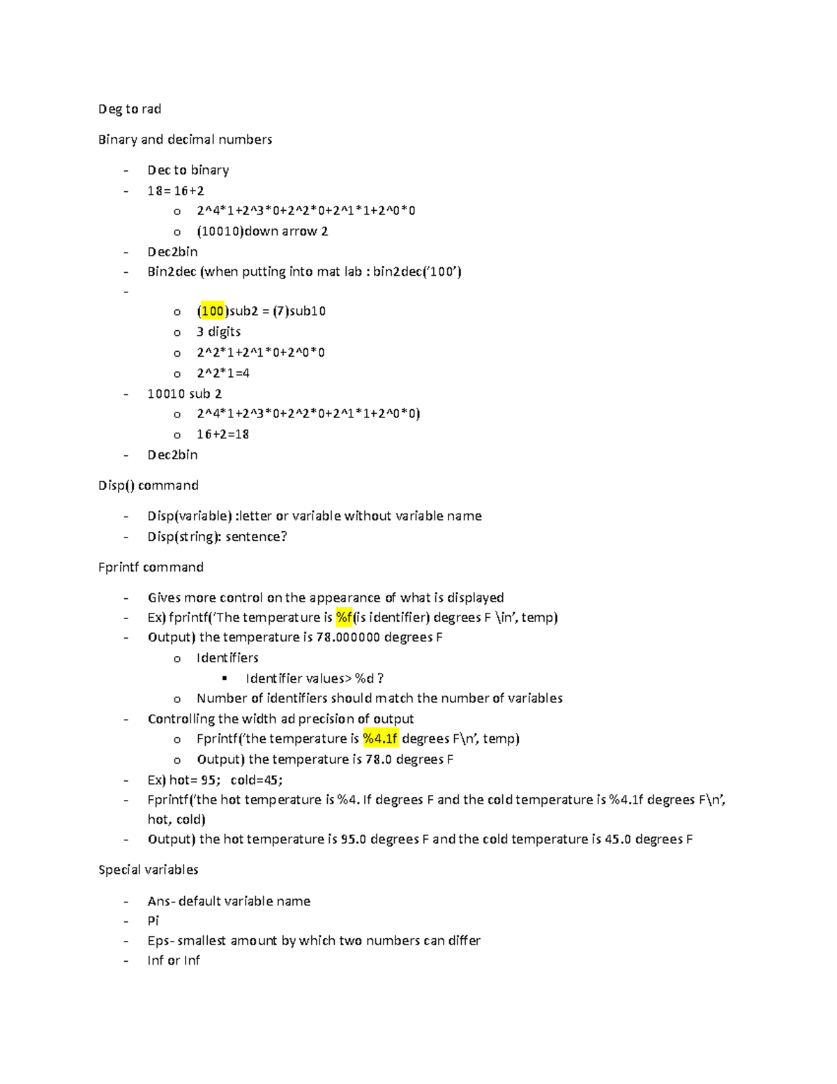 Comp tools - Notes - Deg to rad Binary and decimal numbers - Dec to ...