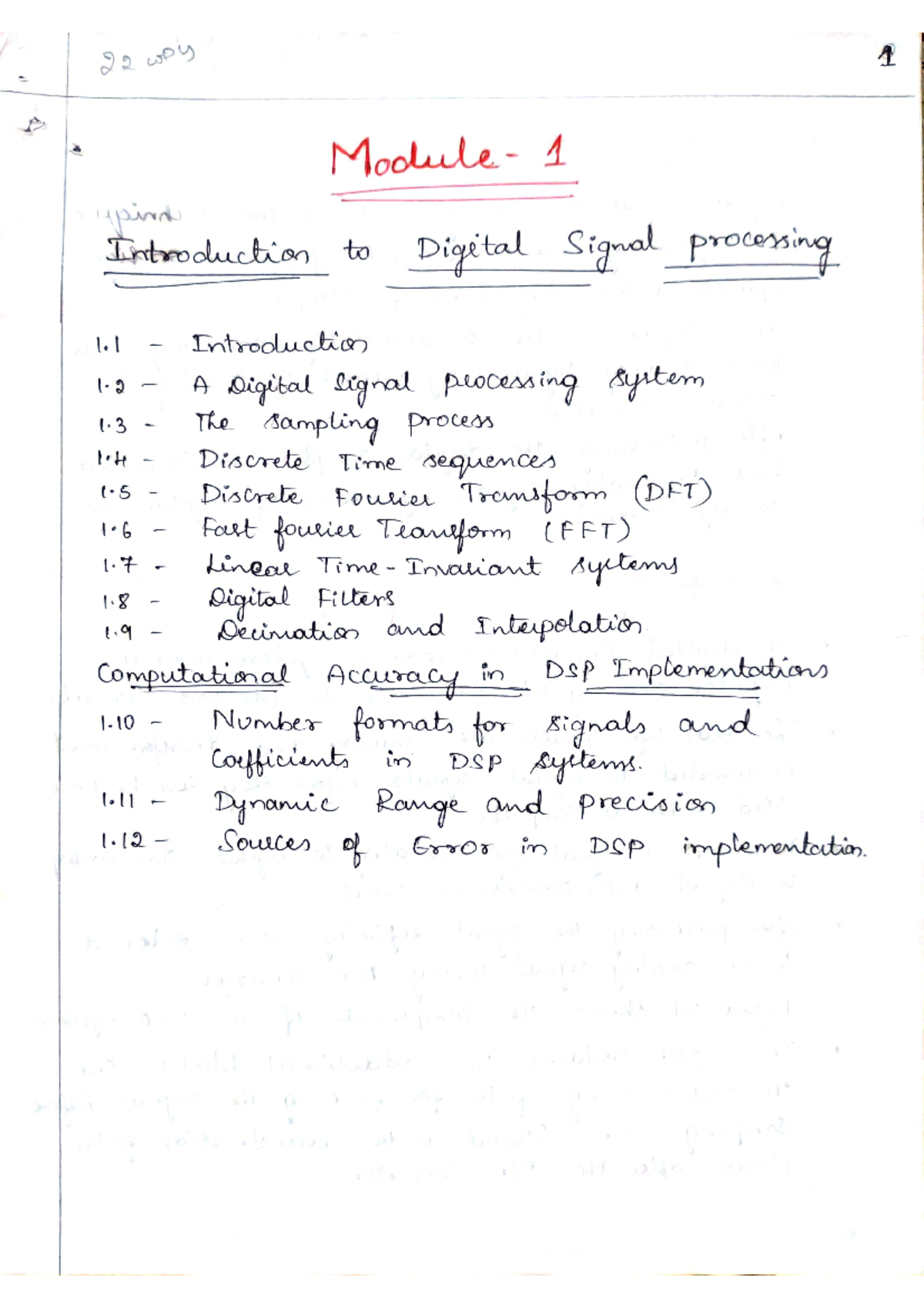 Dspaa Module-1Notes-1 - Electronic and communication - Studocu