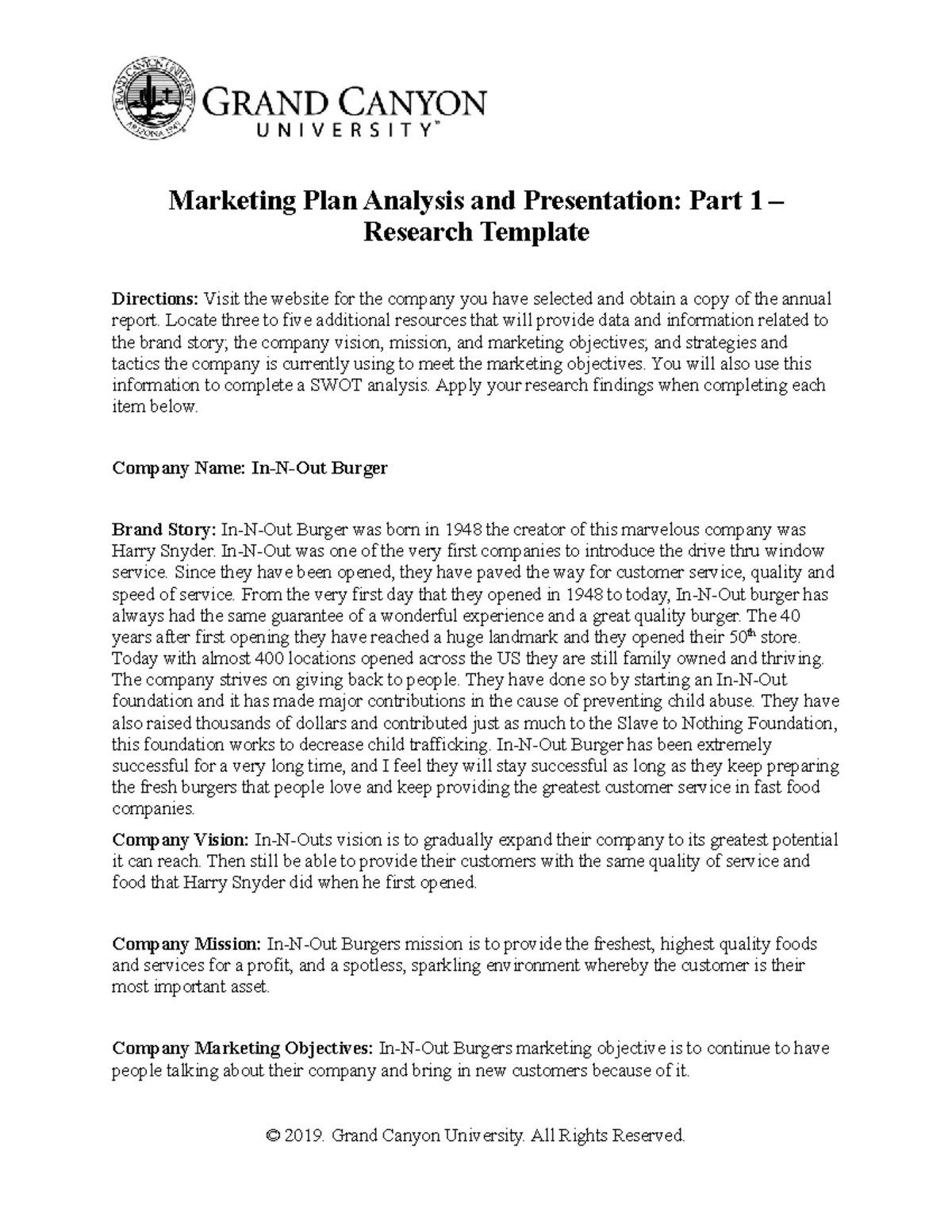 MKT 315 RS Marketing Plan Analysis and Presentation Part 1 Research ...