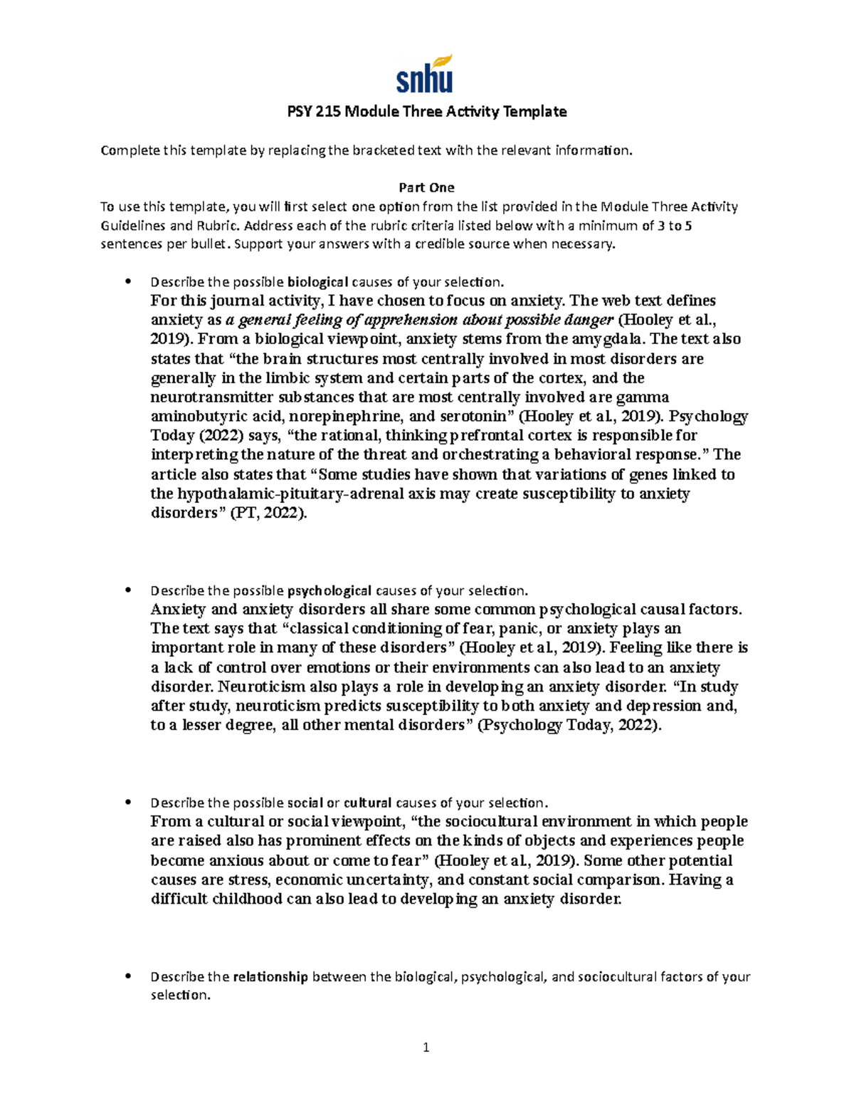 PSY 215 Module Three Activity Template - PSY 215 Module Three Activity ...