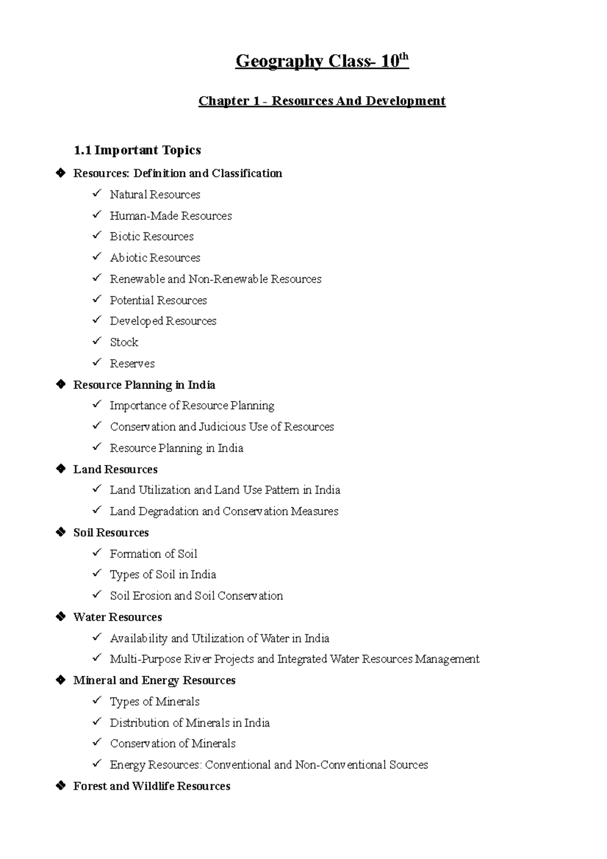 Geography Class 10th - B a geography - Delhi University - Studocu