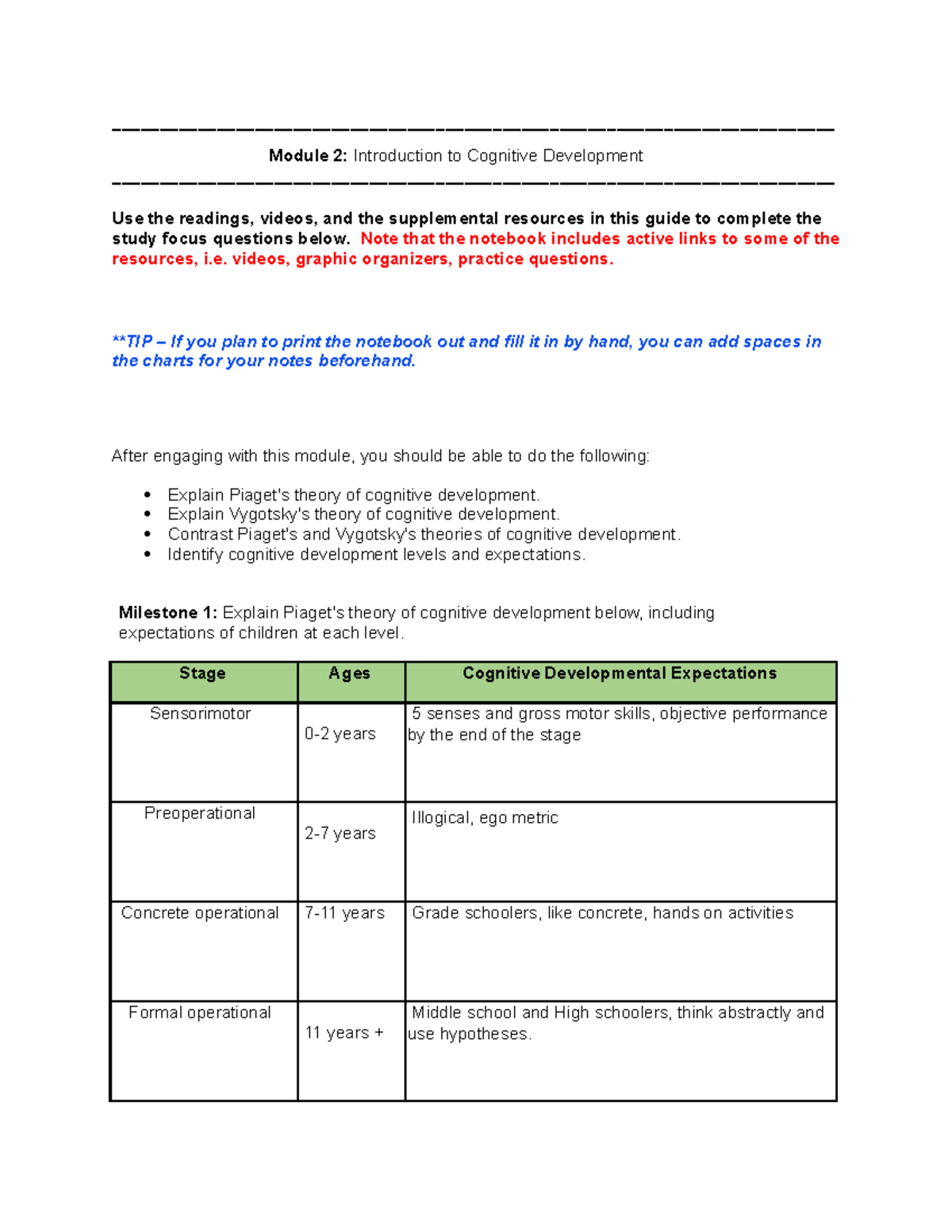 Module 2 Notebook (5-11) Study Plan - - Studocu