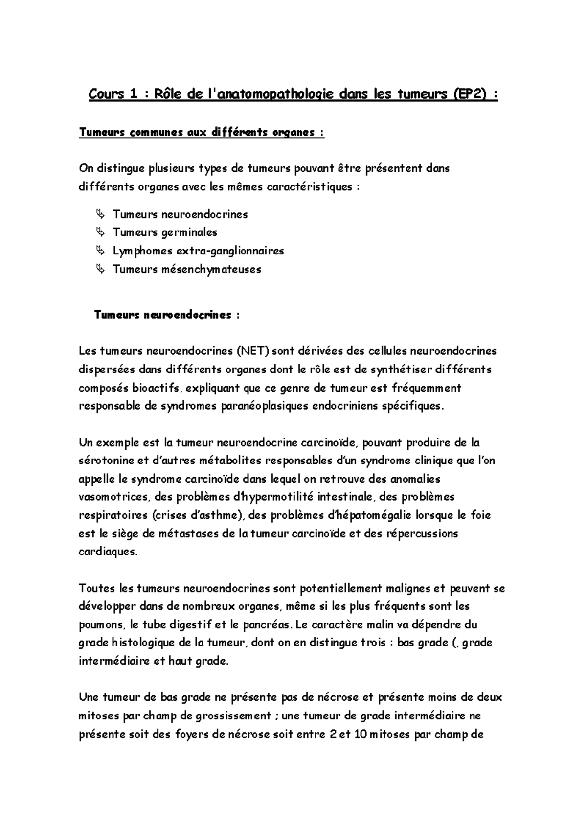 Cours 4 - Rôle de l anatomopathologie dans le diagnostic des tumeurs ...