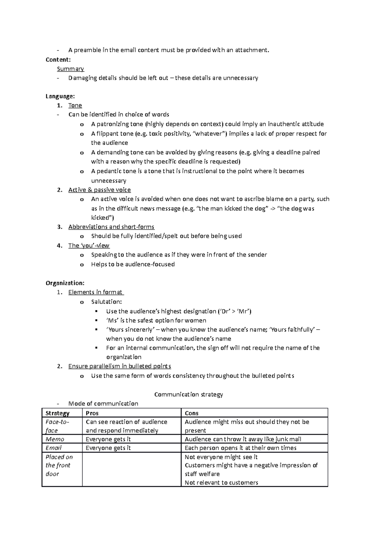 Mc notes week 2 - A preamble in the email content must be provided with ...