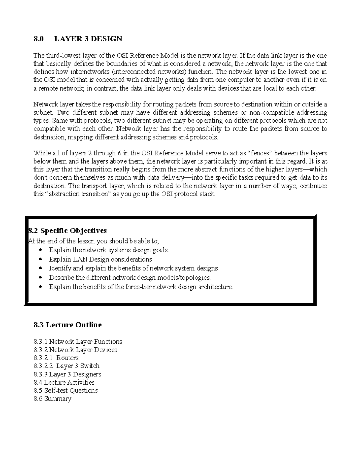 NSDM Lecture 8 - Layer 3 Design - 8 LAYER 3 DESIGN The third-lowest ...