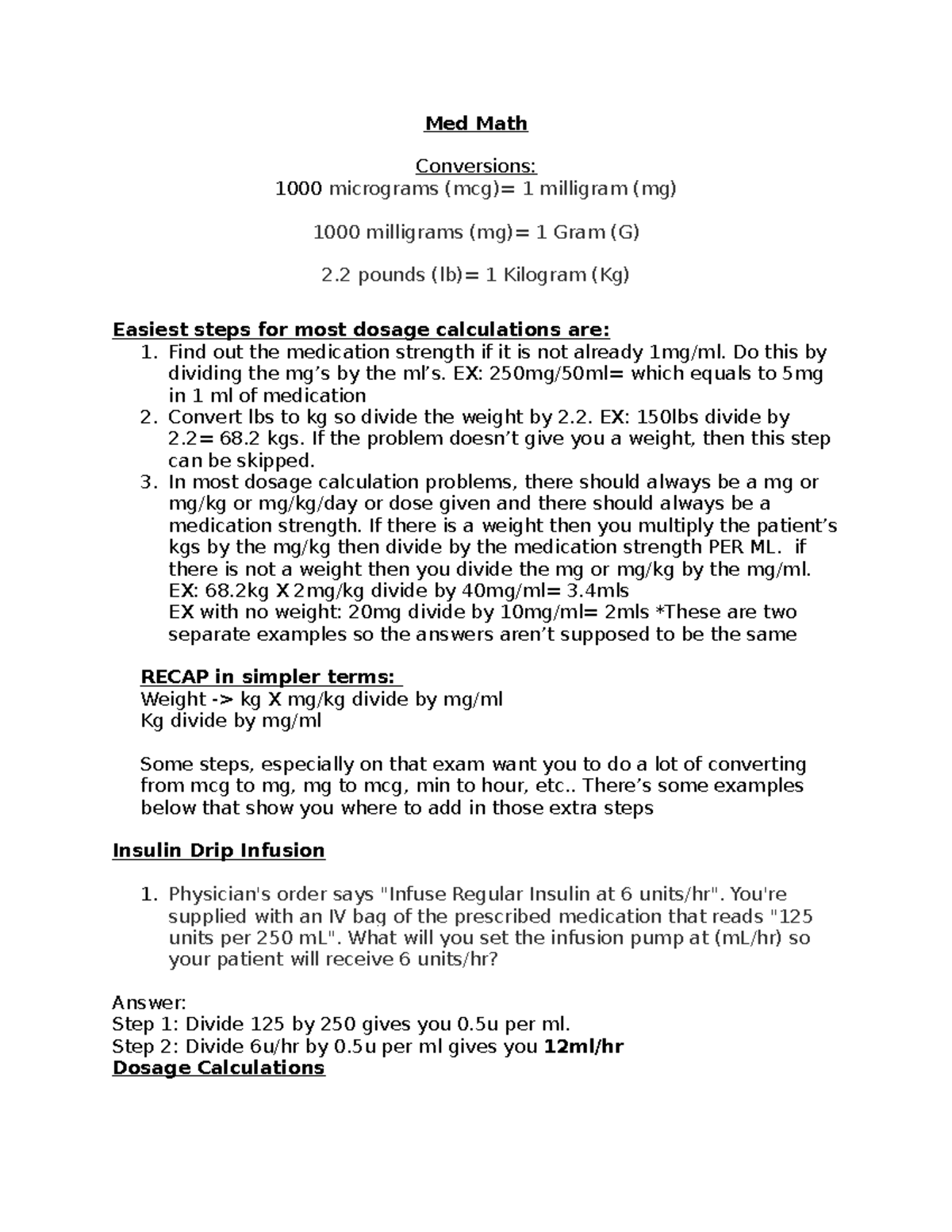 Med Math - Med math in a simpler way with explainations - Med Math ...