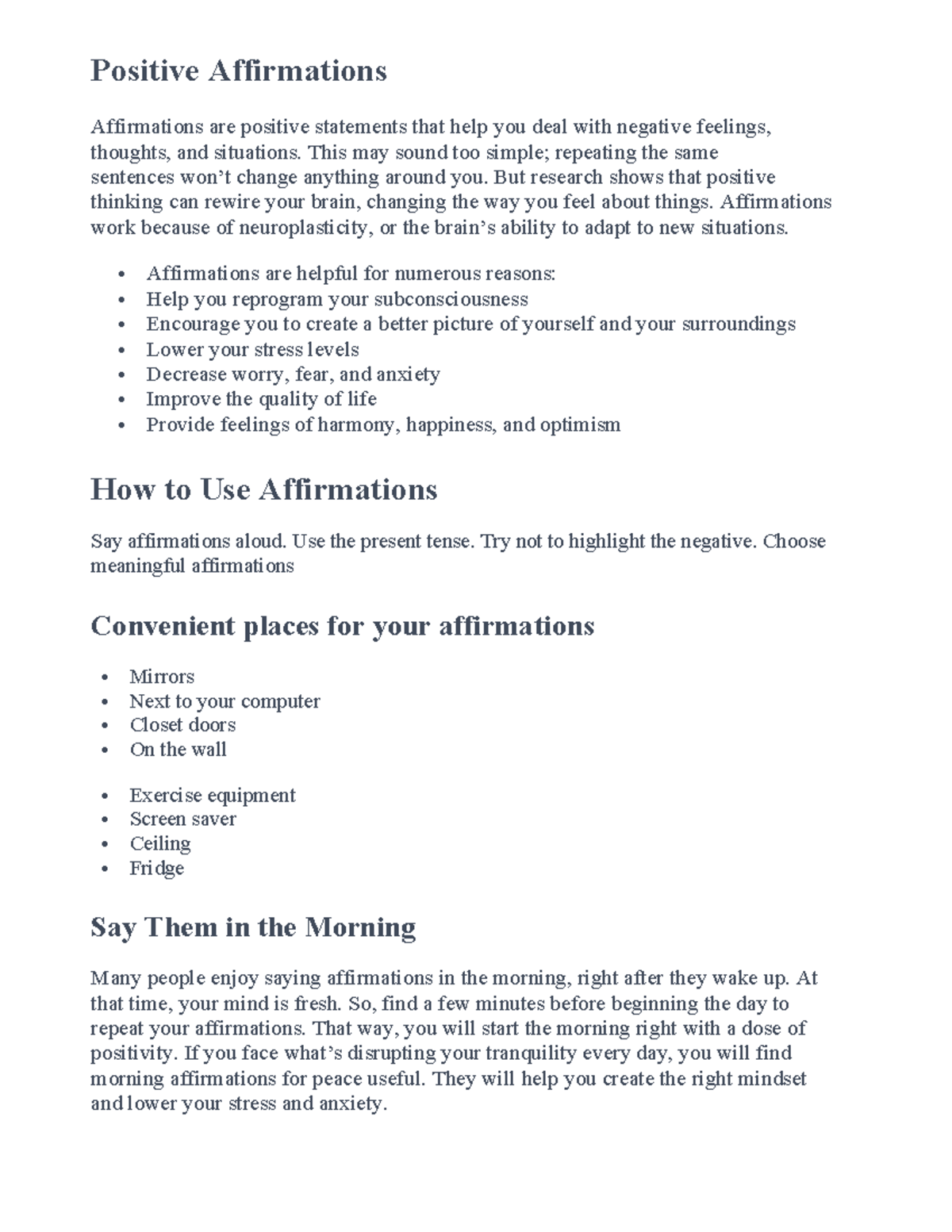 Positive Affirmations - Positive Affirmations Affirmations are positive ...