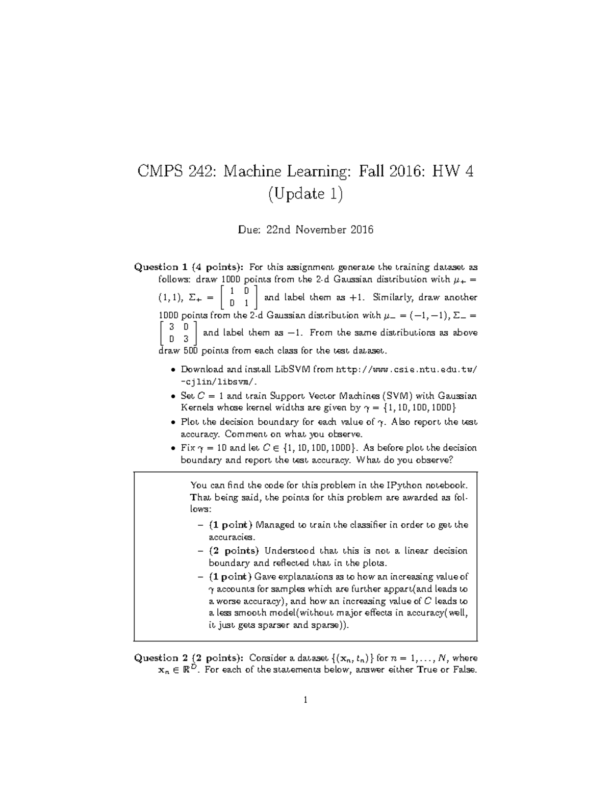 Sol4 Cmps 242 Machine Learning Fall 2016 Homework 4 Solutions Cmps 242 Machine Learning