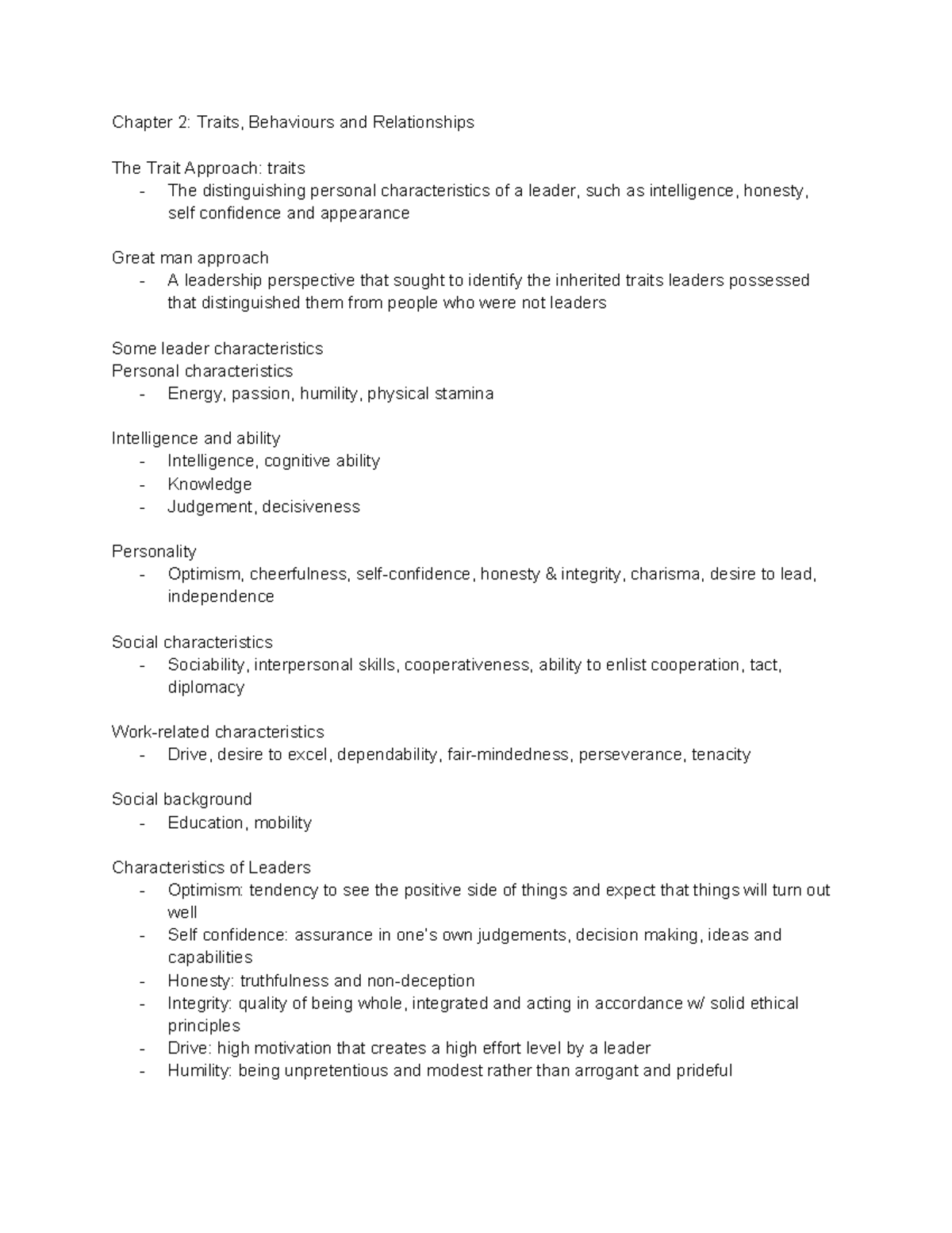 Chapter 2 Traits, Behaviours and Relationships - Chapter 2: Traits ...