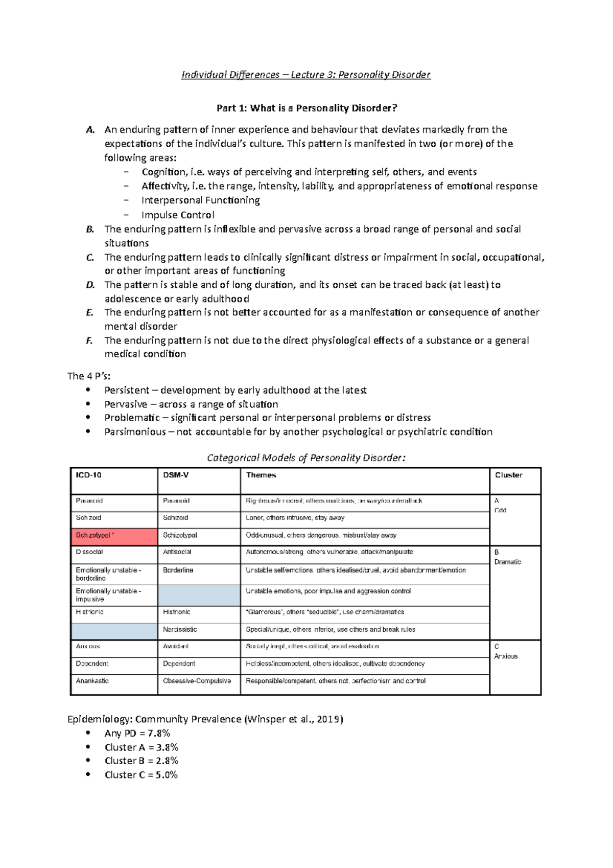 Personality Disorder - An enduring pattern of inner experience and ...
