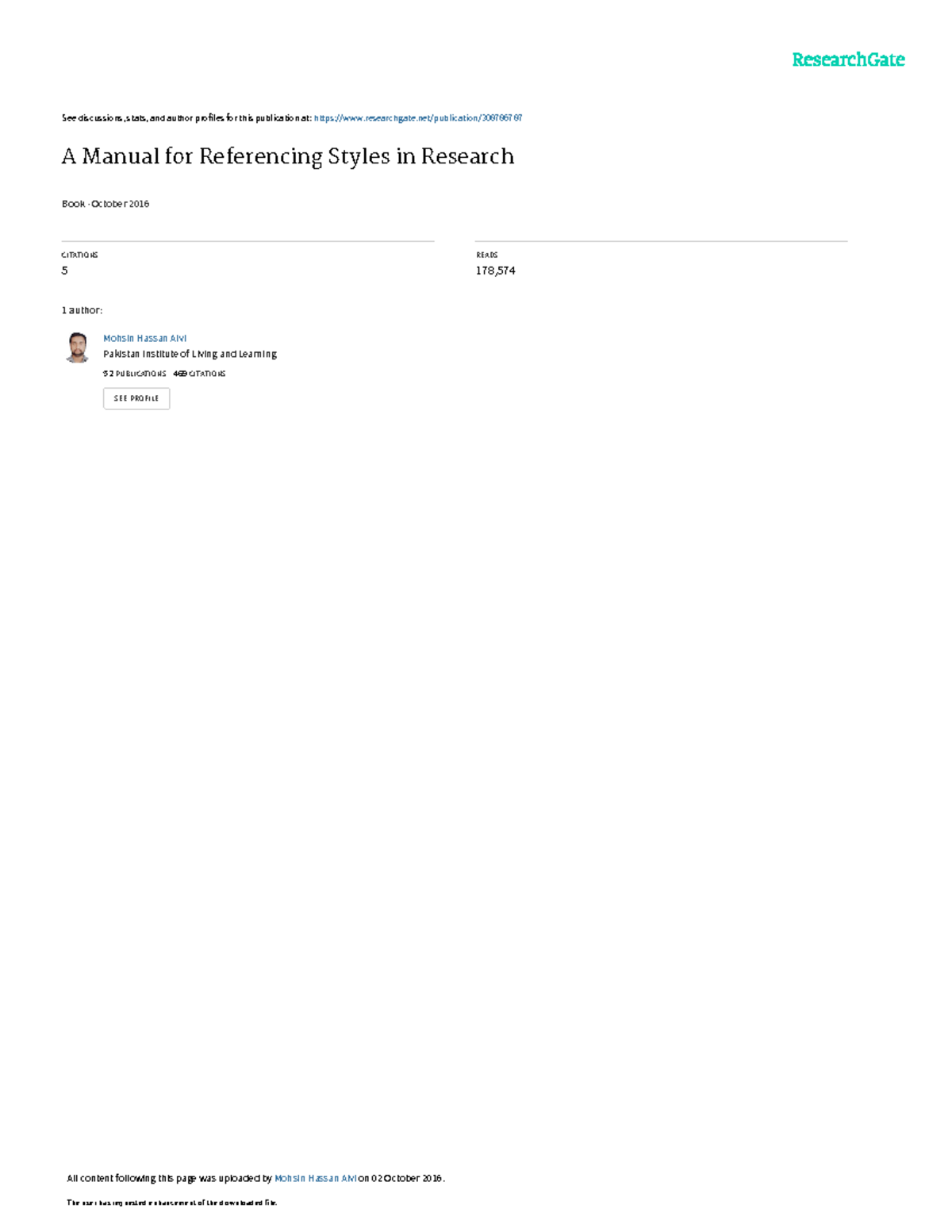 Referencing Styles - The user has requested enhancement of the downloaded file. A Manual for ...