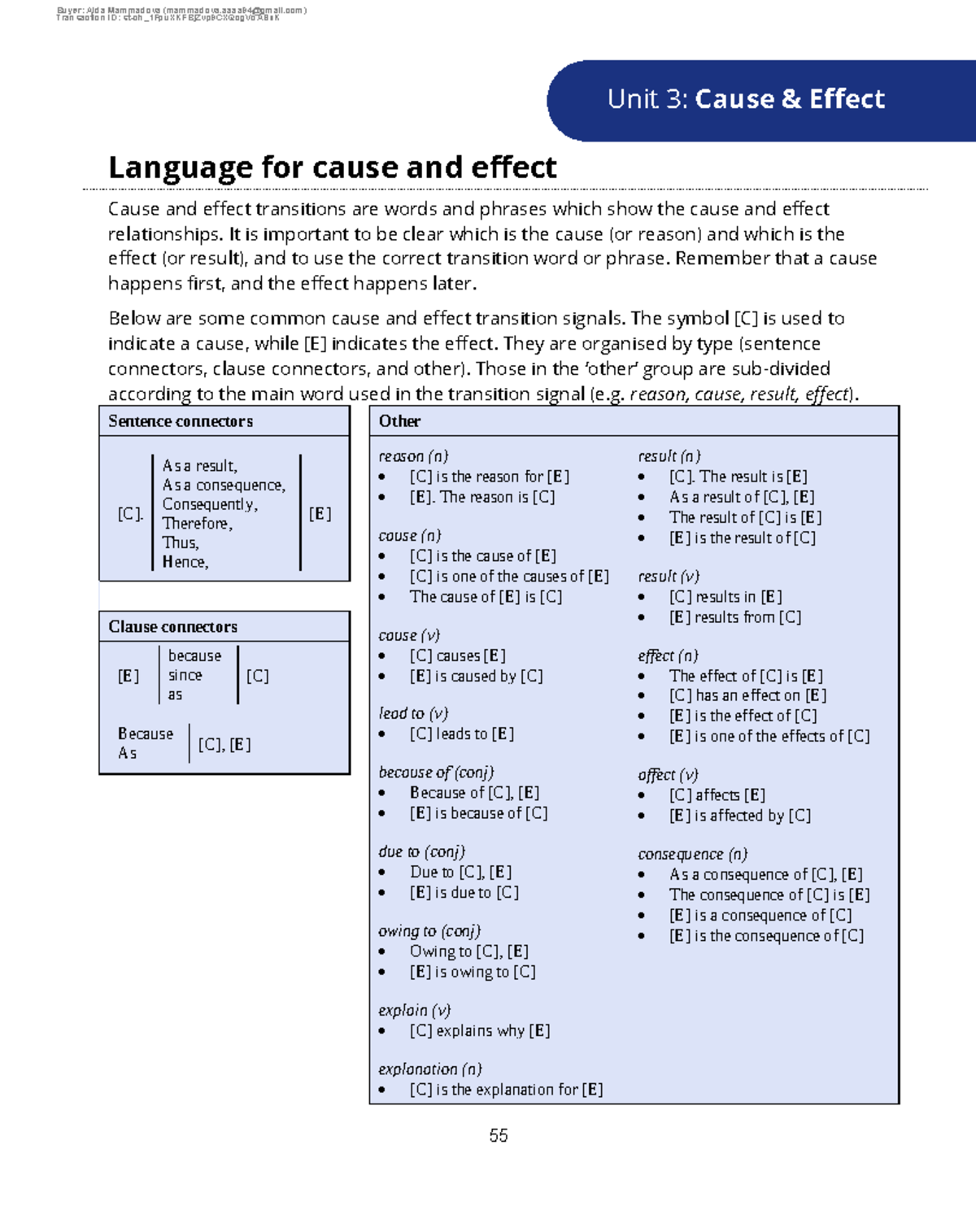 Cause and Effect Sheldon (1)-5-6 - 55 Unit 3: Cause & Effect Language ...