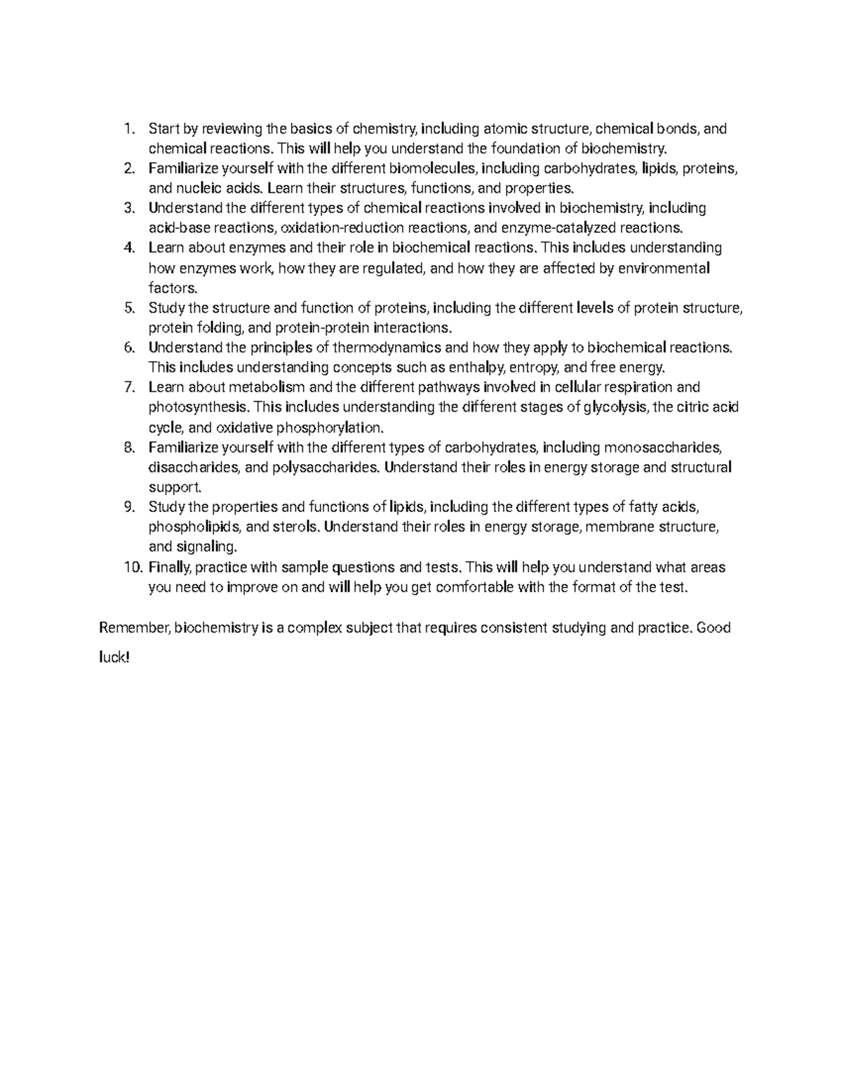 Bio. Chem. Study Guide - Start by reviewing the basics of chemistry ...