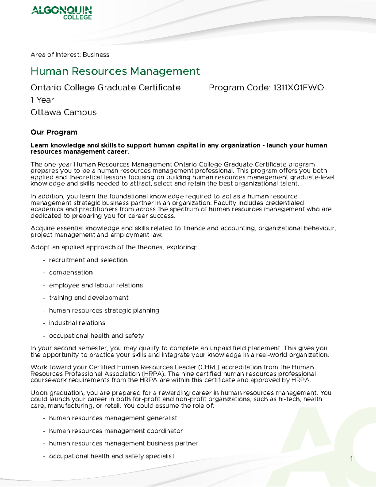 HRM - Courses - Essential to an organization's success in achieving the ...