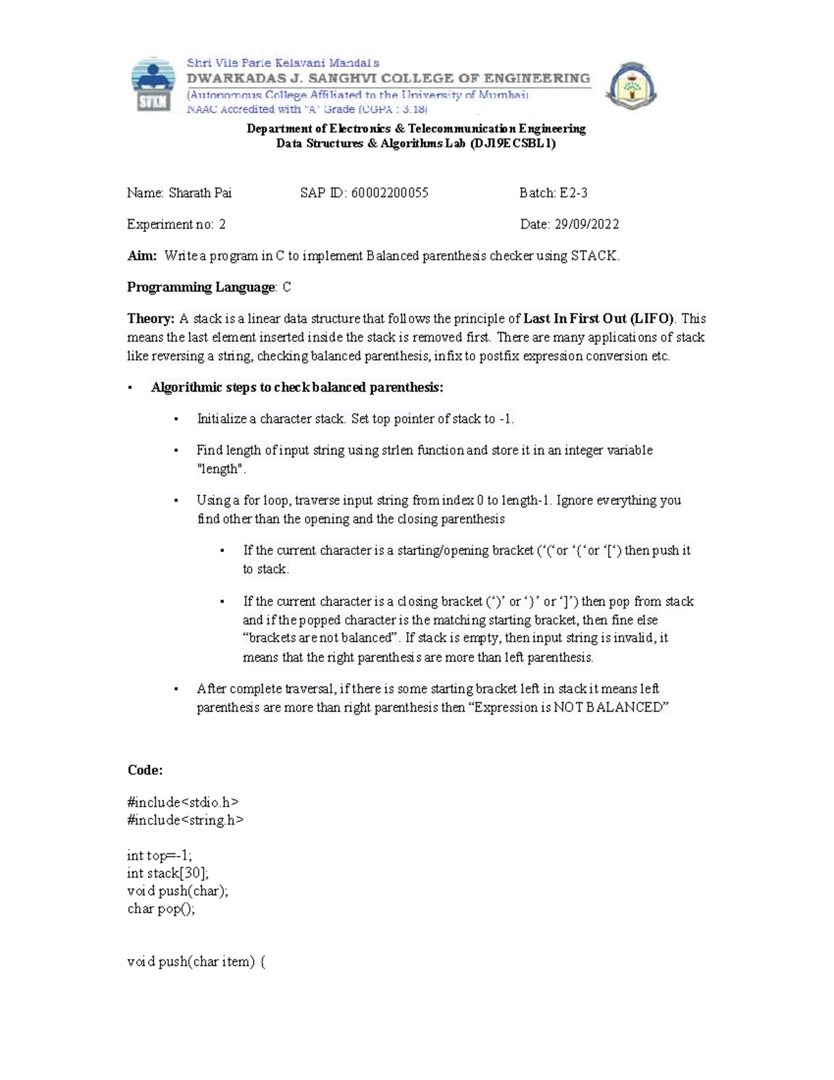 600022000 55 E2-3 DSA Exp02sfa - Data Structures & Algorithms Lab ...